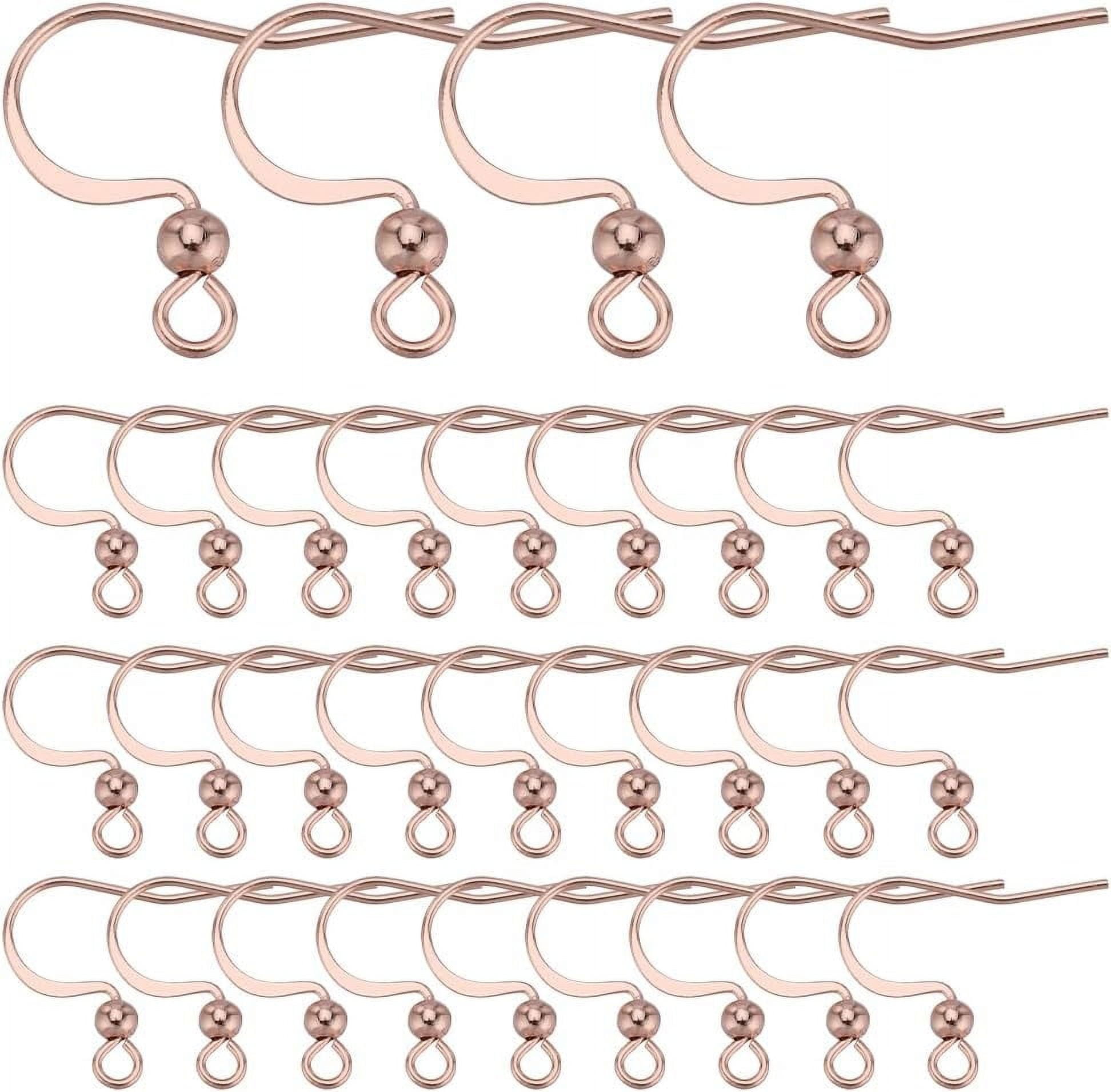 1 Box 100Pcs Stainless Steel Earring Hooks Rose Gold Fish Hook Ear ...