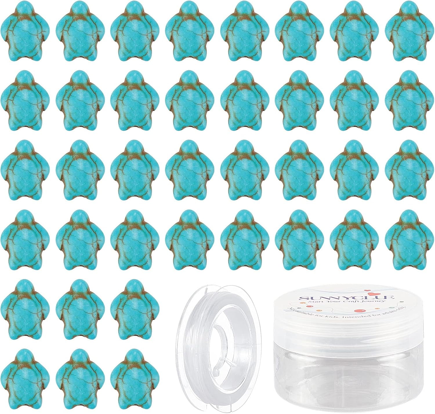 1 Box 100Pcs Turtle Turquoise Beads Carved Loose Spacer Bead Charms ...