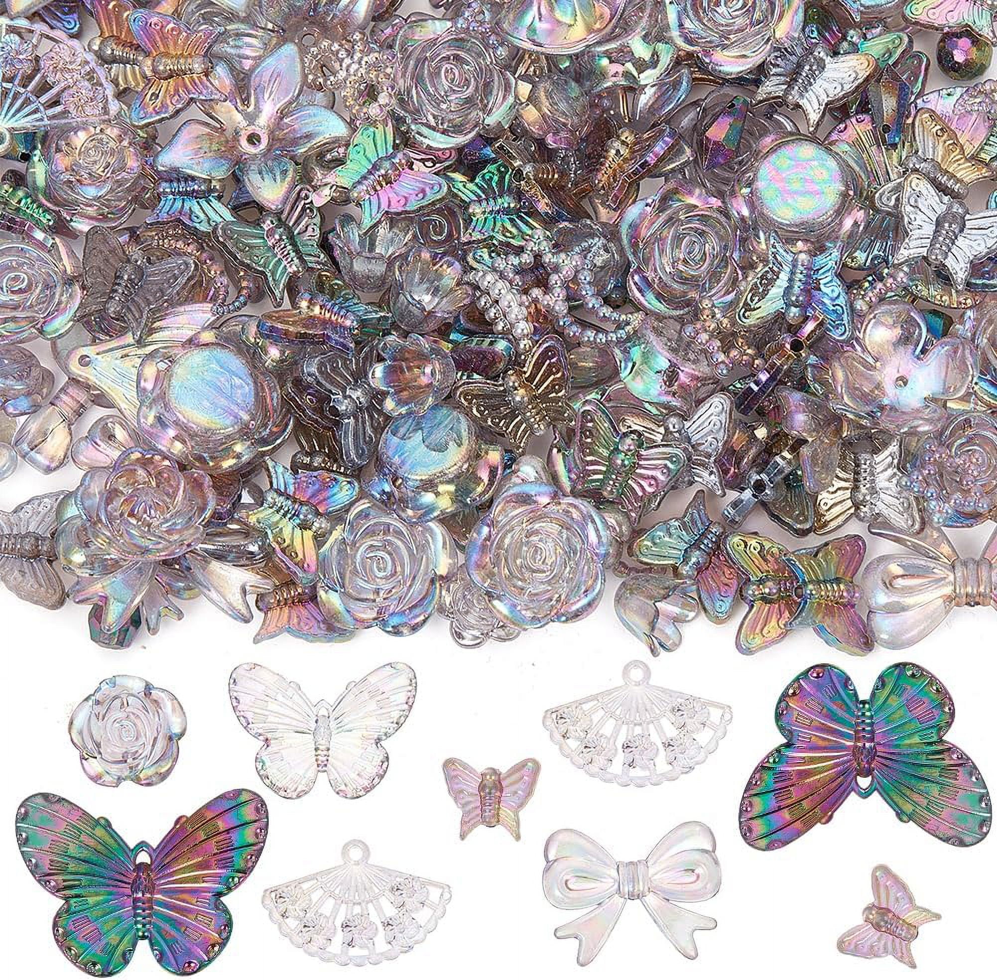 1 Box 100g Butterfly Cabochons Cute Resin Charms 3D Acrylic Transparent ...