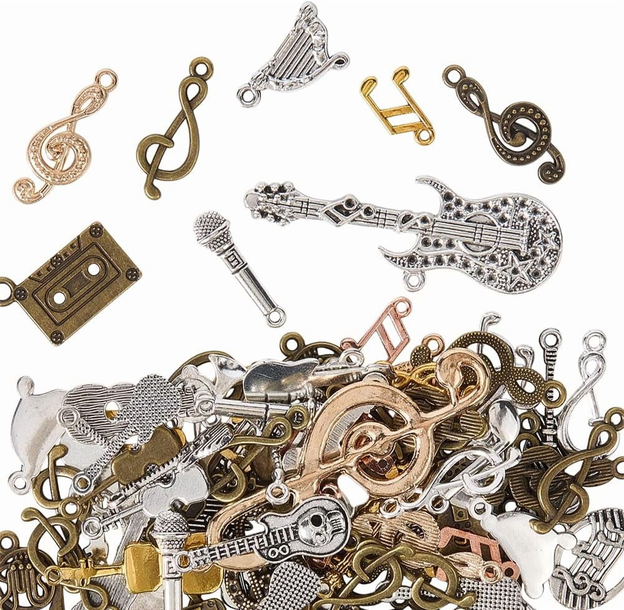 1 Box 100g Gold Music Note Charms Bulk Musical Instrument Charm Tibetan ...