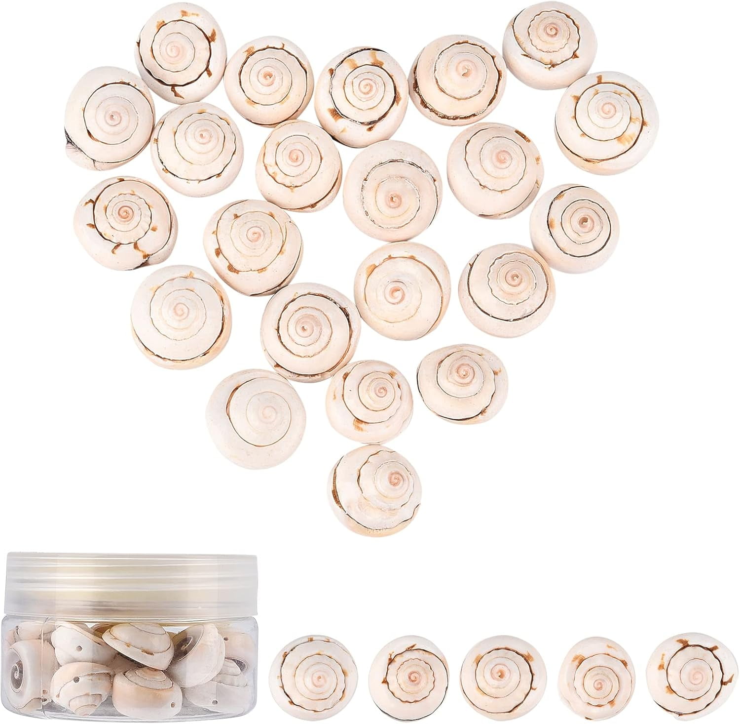 1 Box 100g PeachPuff Shiva Eye Shell Beads 20+Pcs Round Spiral ...