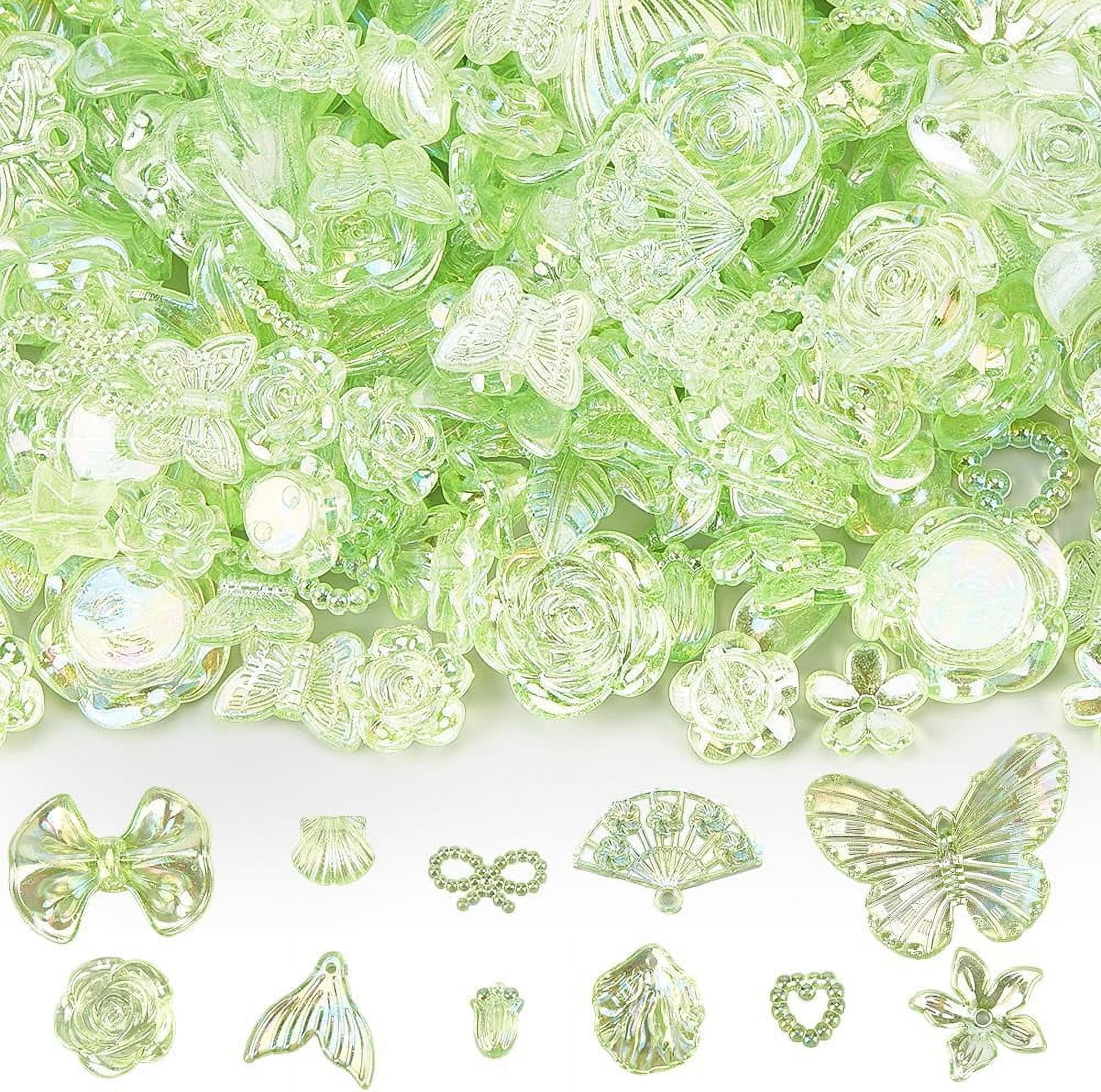 1 Box 100g Resin Green Charms Cute Butterfly Cabochon 3D Acrylic ...