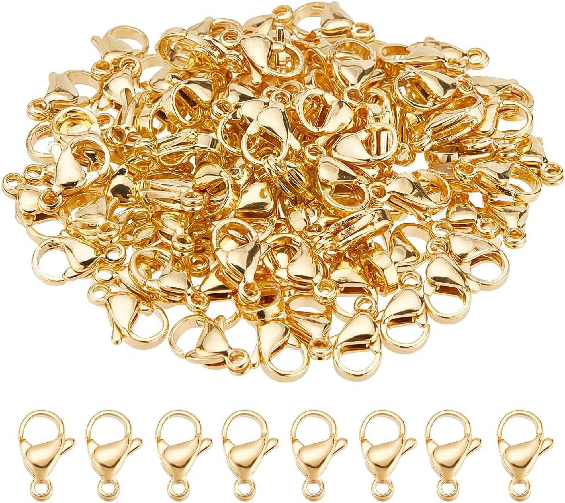 1 Box 100pcs 304 Stainless Steel Lobster Claw Clasps 24k Gold Plated ...
