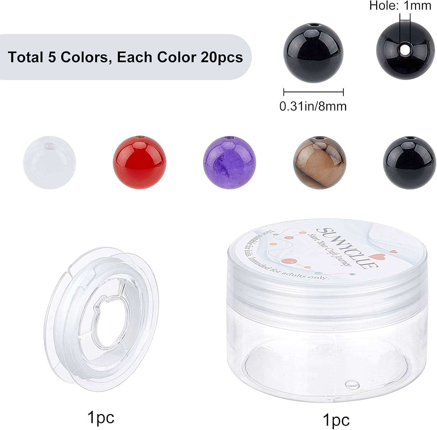 1 Box 100pcs 8mm Original Natural Stone Beads Bulk Genuine Real Gemstone Loose Beads Energy ...