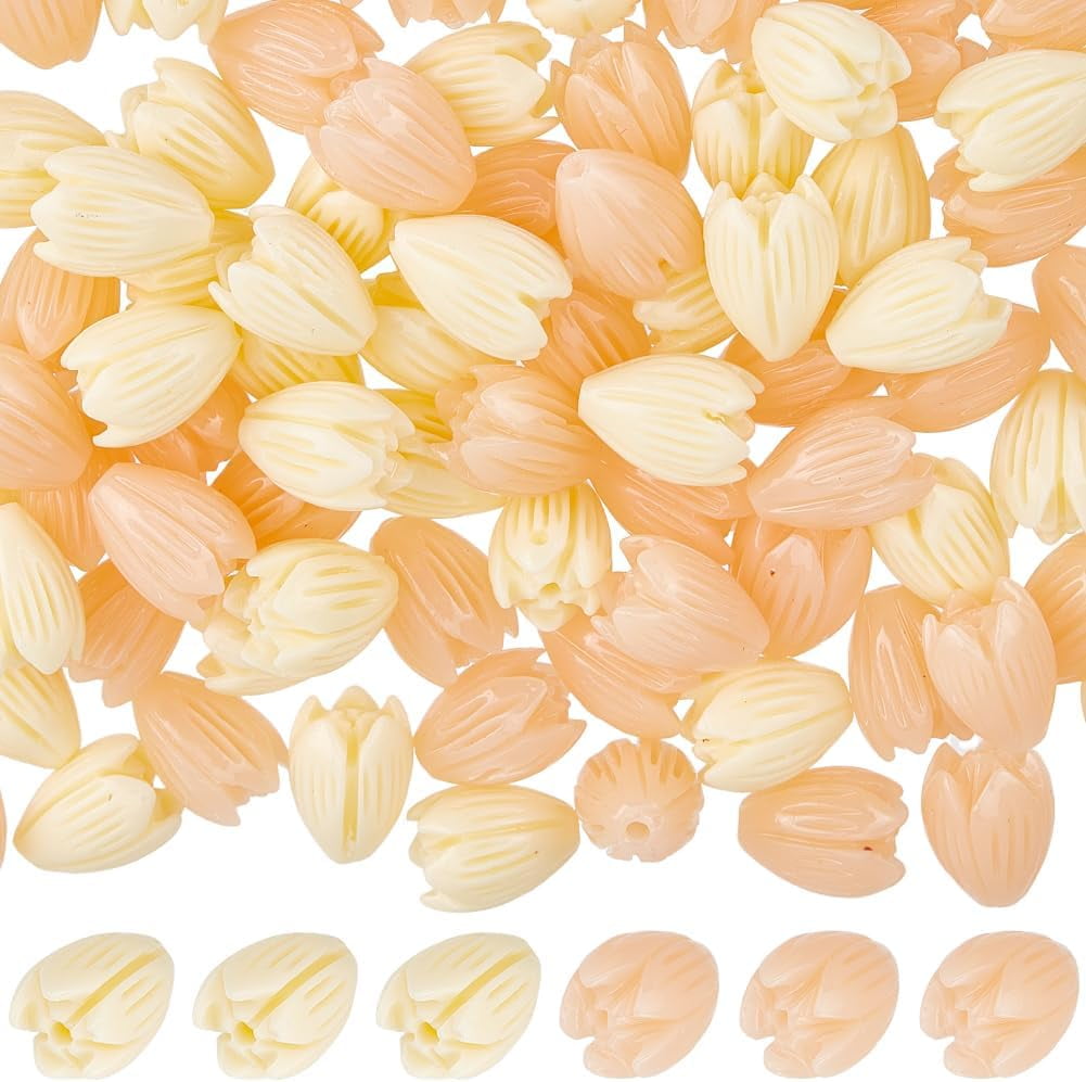 1 Box 100pcs Flower Shape Beads Light Pink Flower Beads Artificial ...