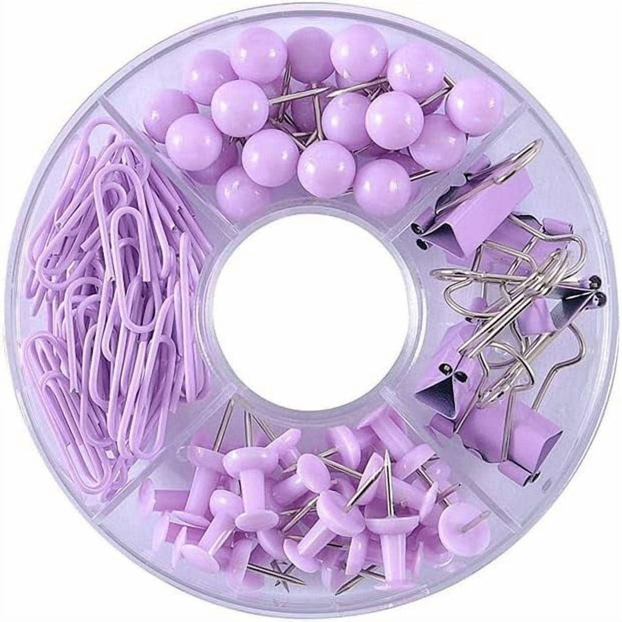 1 Box 105Pcs Plastic Push Pins Paper Clips Thumb Tacks Assorted Kit ...