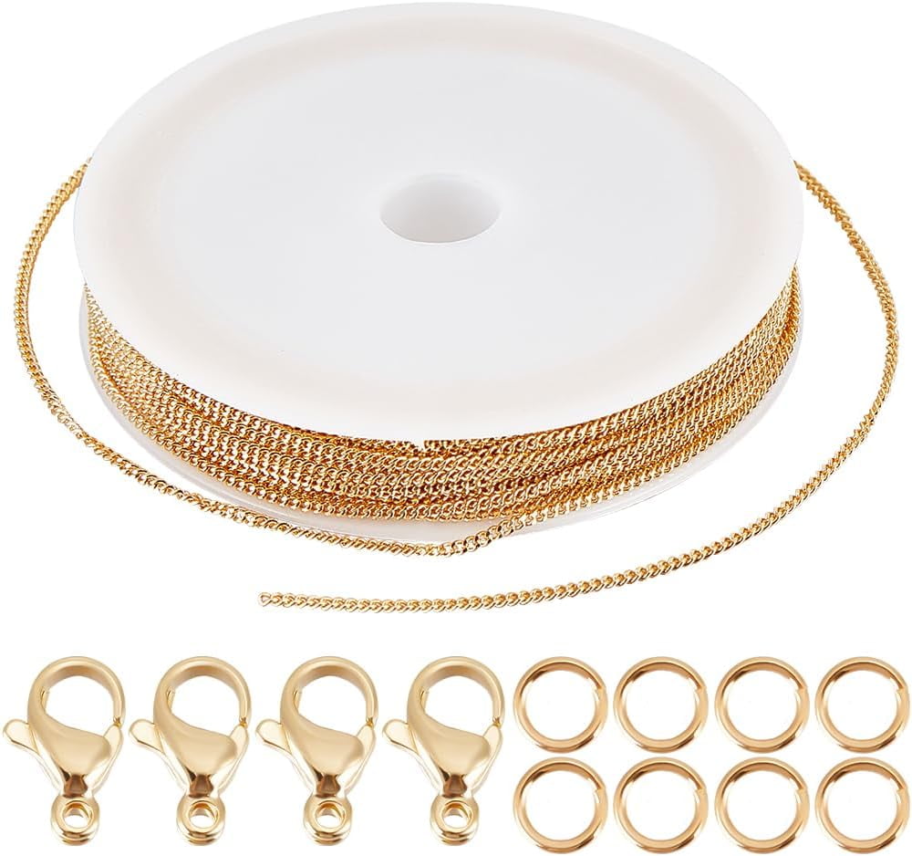 1 Box 10M Soldered Brass Curb Chains 18K Gold Plated Brass 2mm Oval ...