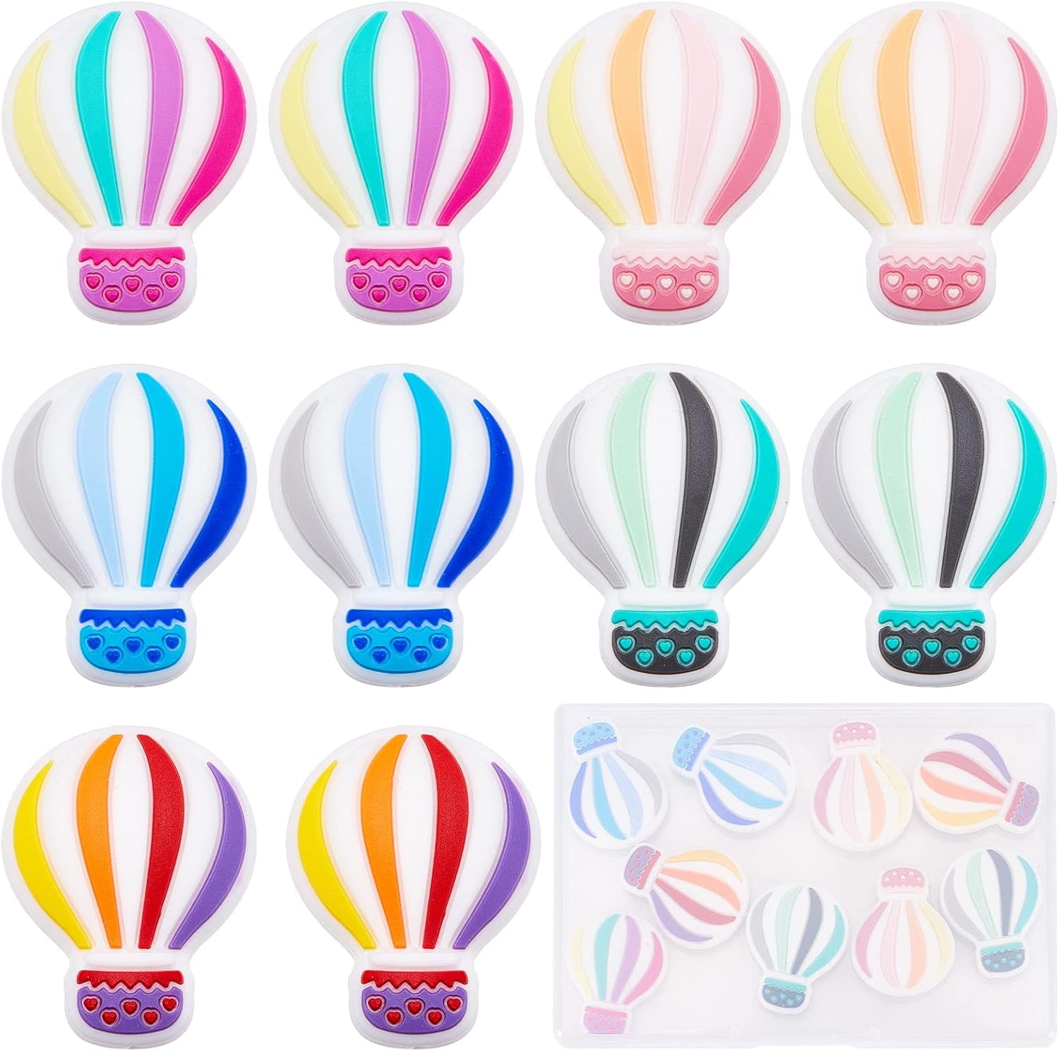 1 Box 10Pcs 5 Colors Food Grade Eco-Friendly Silicone Focal Beads Hot ...