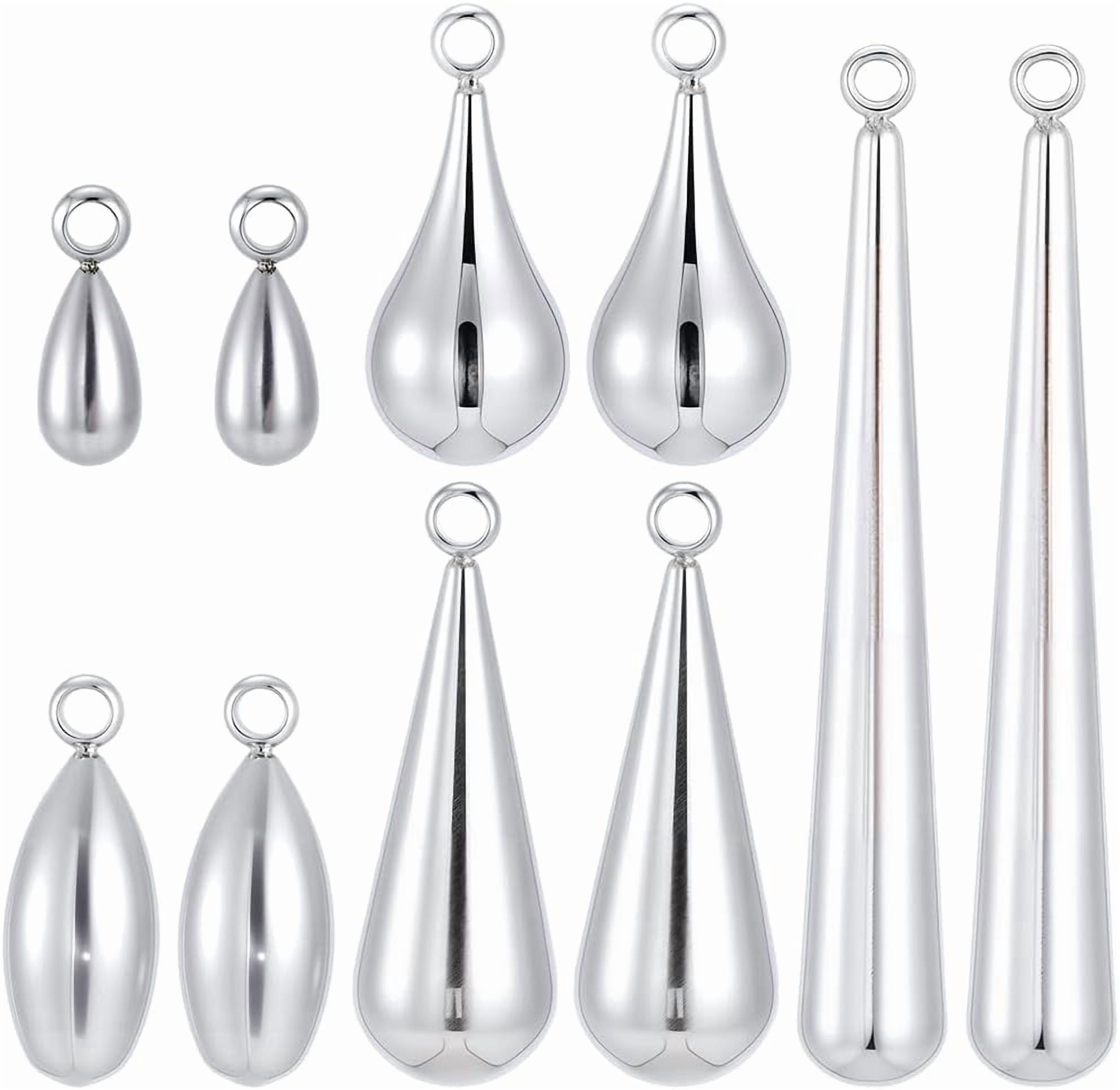 1 Box 10Pcs 5 Styles Stainless Steel Teardrop Charms Water Drop Charm ...