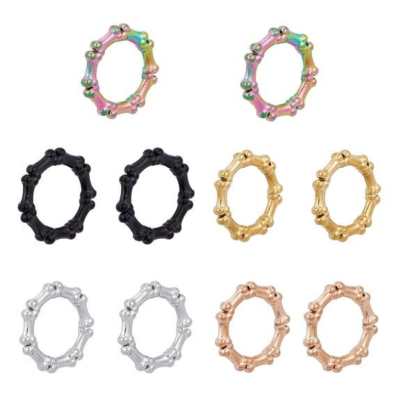 1 Box 10Pcs 5Colors Stainless Steel Linking Rings Imitation Bone Beaded ...