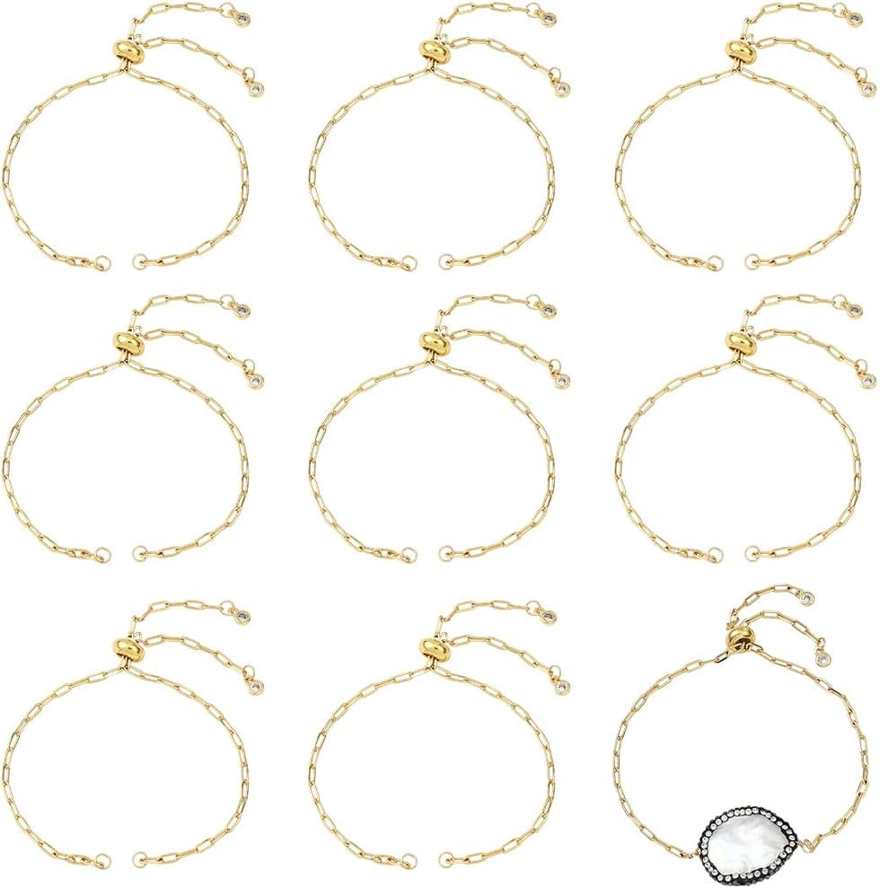 1 Box 10Pcs Adjustable Slider Bracelets for DIY Jewelry Making 18K Gold ...