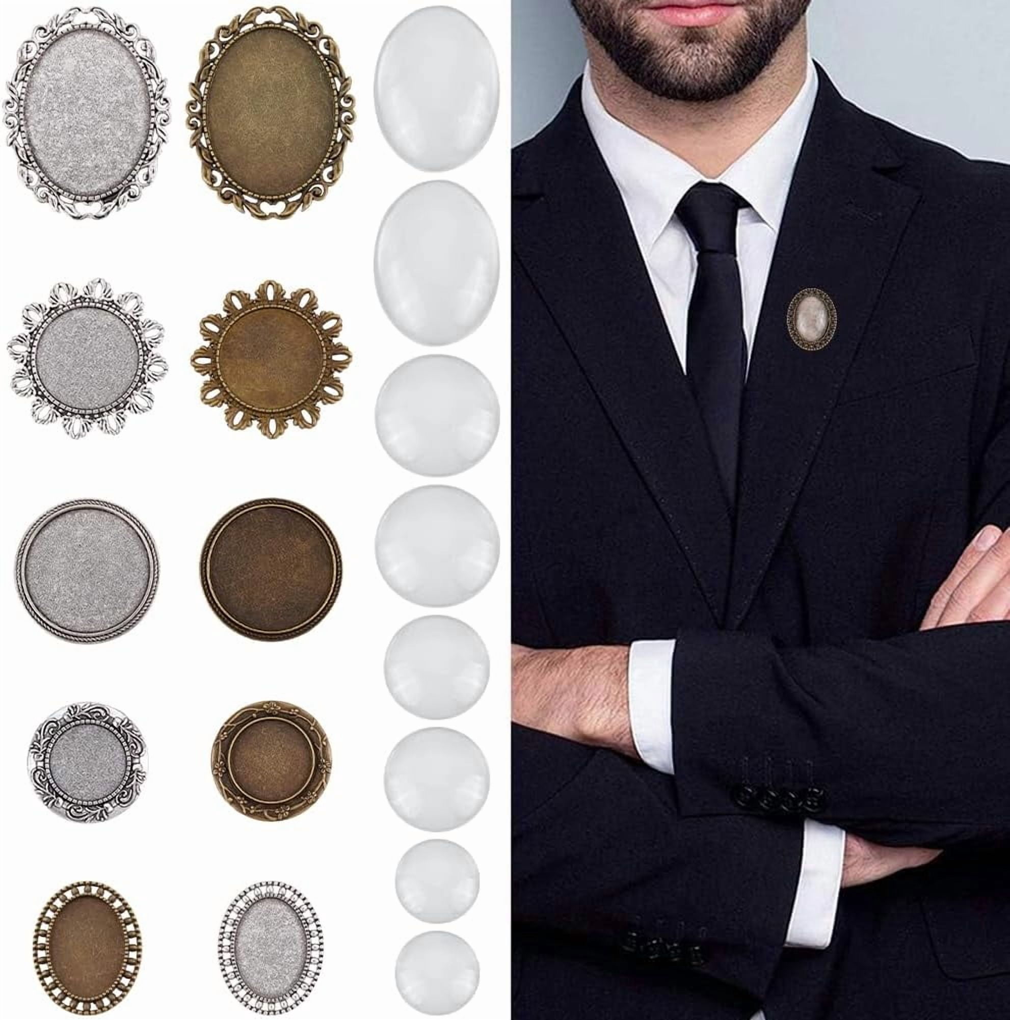 1 Box 10Pcs Brooch Making Kits Wedding Boutonniere Memoral Oval Half ...