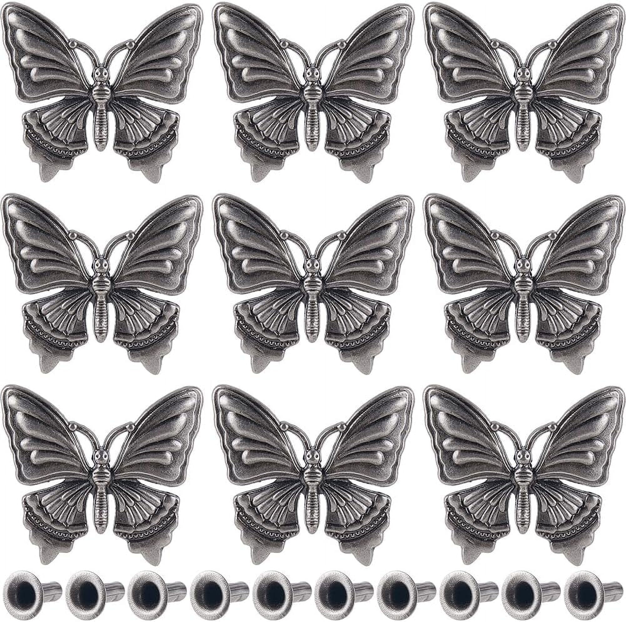 1 Box 10Pcs Butterfly Screw Back Buttons Vintage Metal Decorative ...
