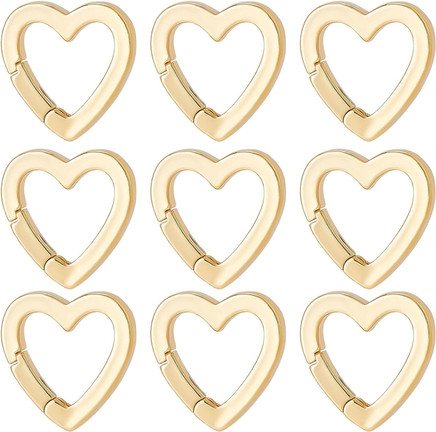 1 Box 10Pcs Heart Shape Key Ring 18K Gold Plated Spring Gate Ring ...