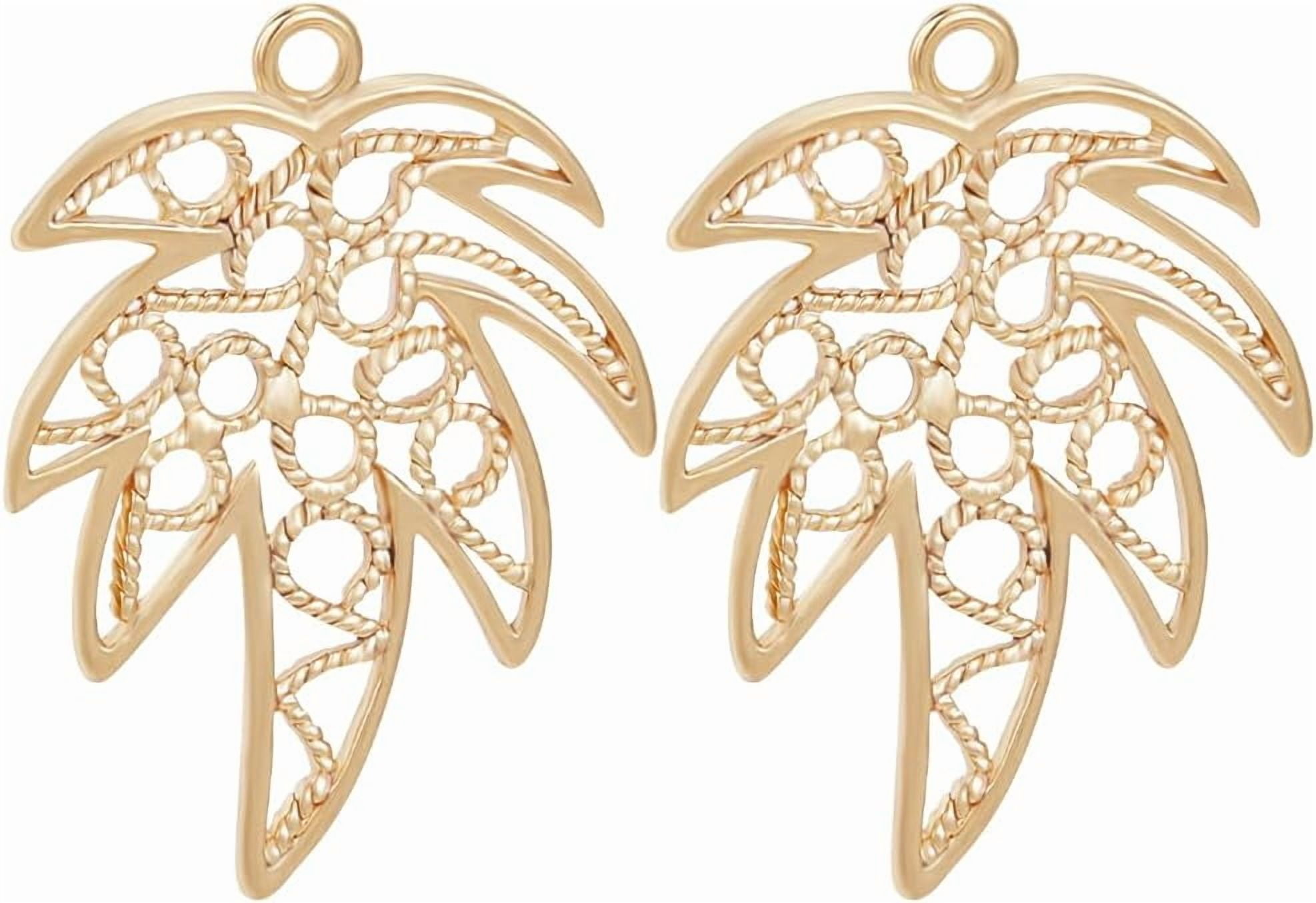 1 Box 10Pcs Maple Leaf Charms 18K Gold Plated Hollow Autumn Fall ...