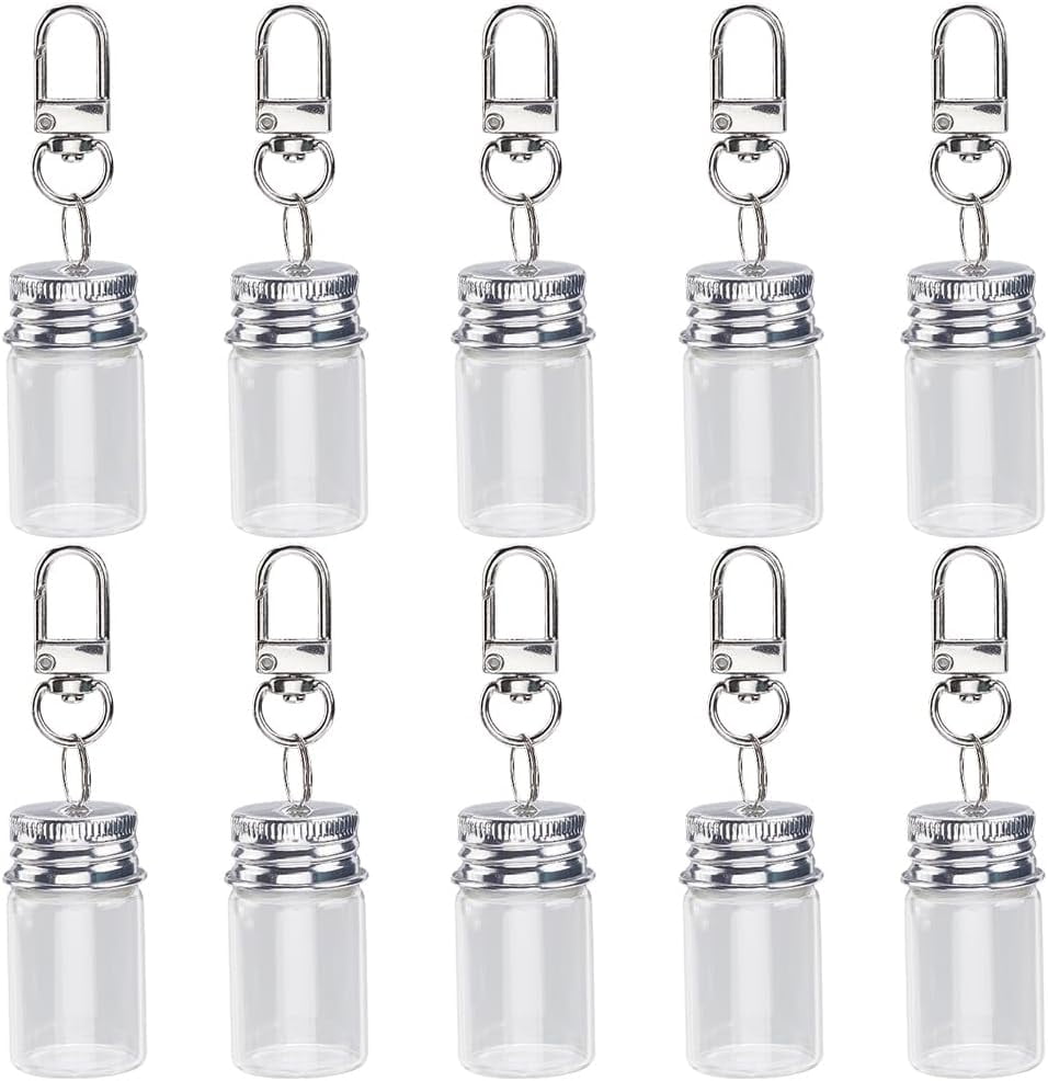 1 Box 10Pcs Mini Glass Bottles Keychain Message in a Bottle Keychains ...