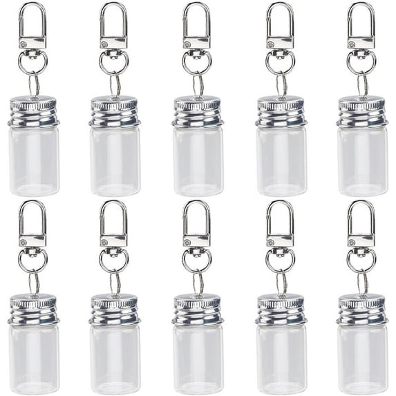 1 Box 10Pcs Mini Glass Bottles Keychain Message in a Bottle Keychains ...