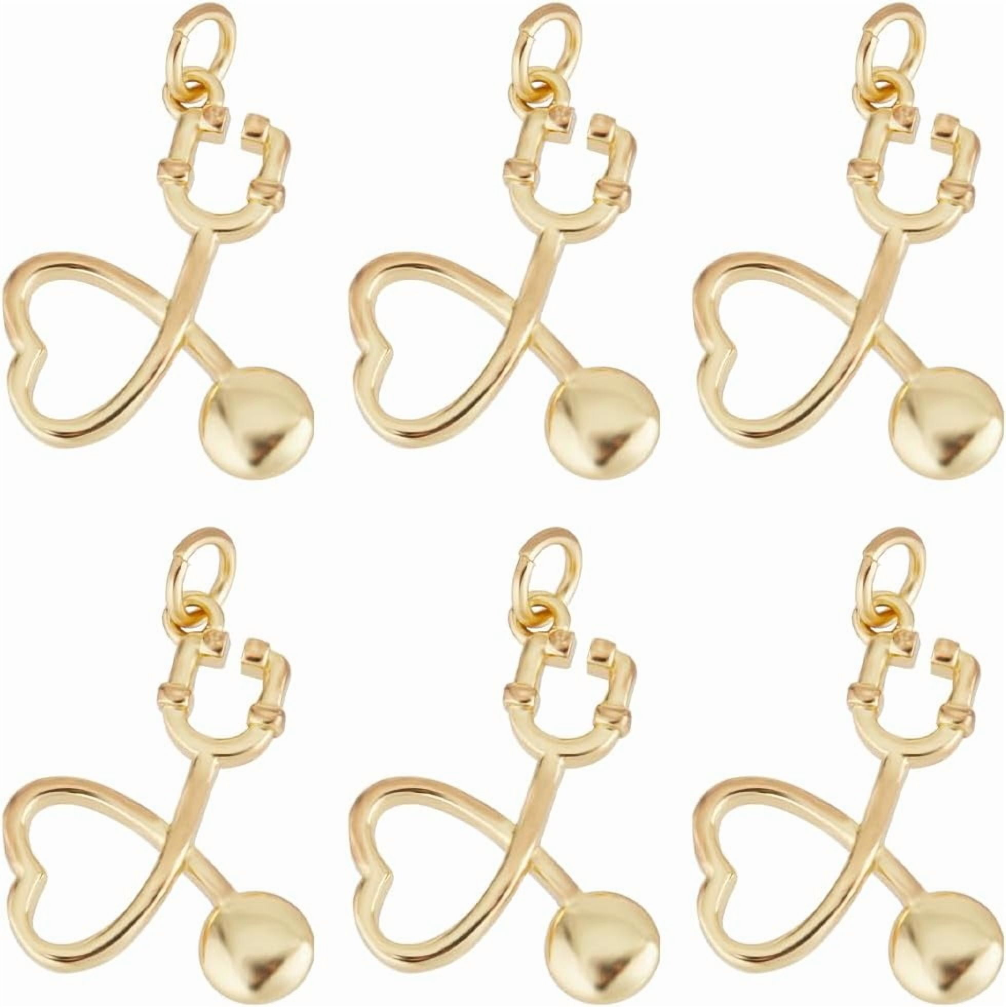 1 Box 10Pcs Nurse Charms 18K Gold Plated Brass Doctor Charm with Loop ...