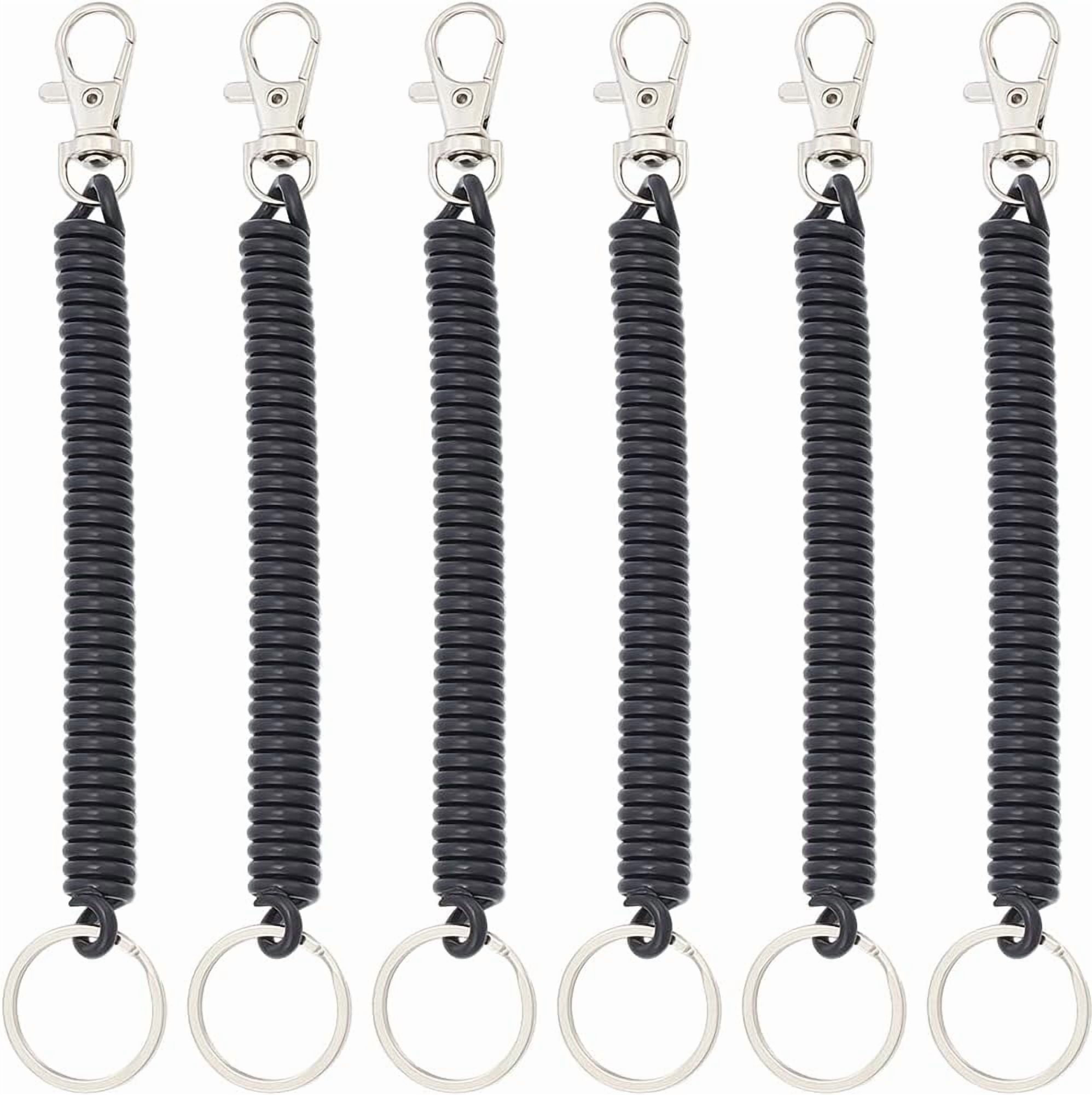 1 Box 10Pcs Retractable Coil Lanyard Plastic Coil Spring Lanyard Black ...