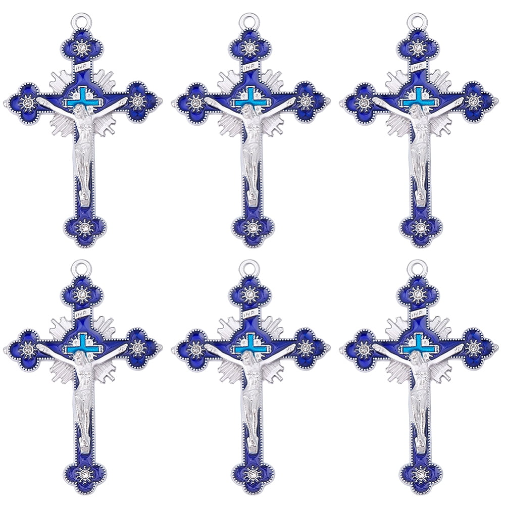 1 Box 10Pcs Rosary Charms Crucifix Charm Blue Easter Vintage Metal ...