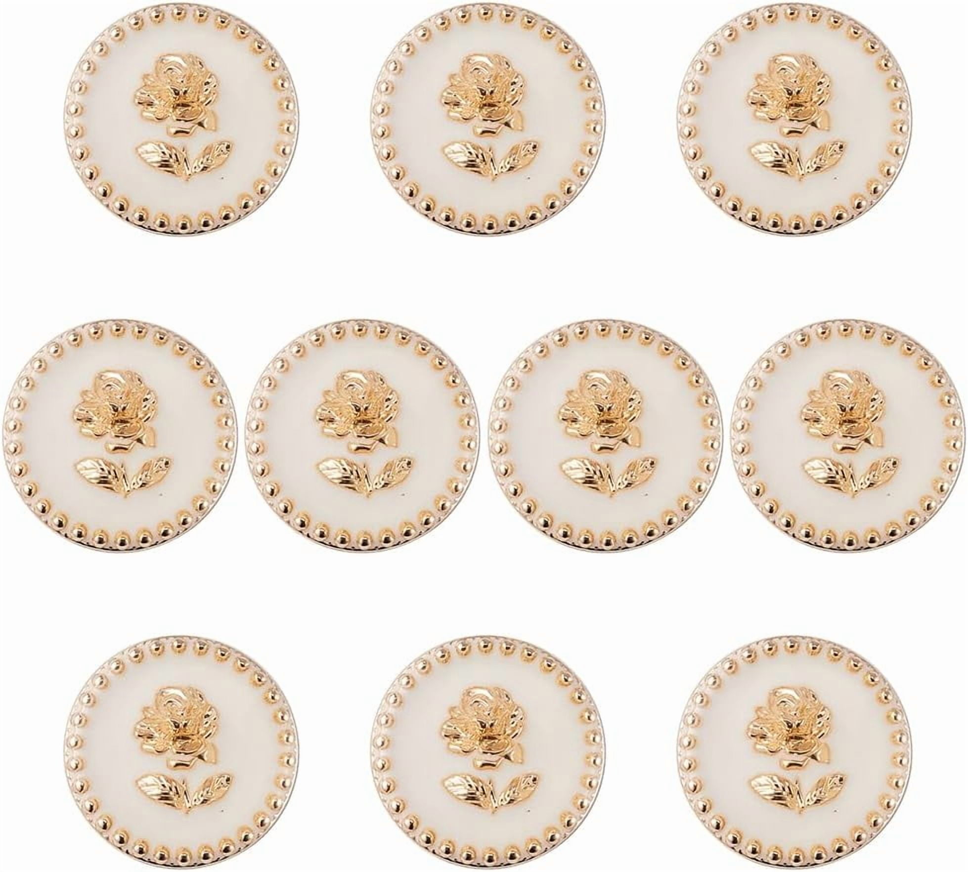 1 Box 10Pcs Rose Shank Buttons 22.5mm Flat Round Alloy Enamel Buttons ...