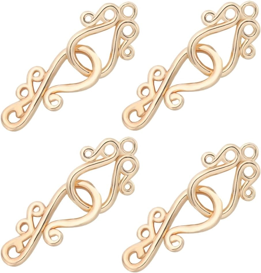 1 Box 10Pcs S Hook Clasps 18K Gold Plated Flower Cloak Clasp Fasteners ...