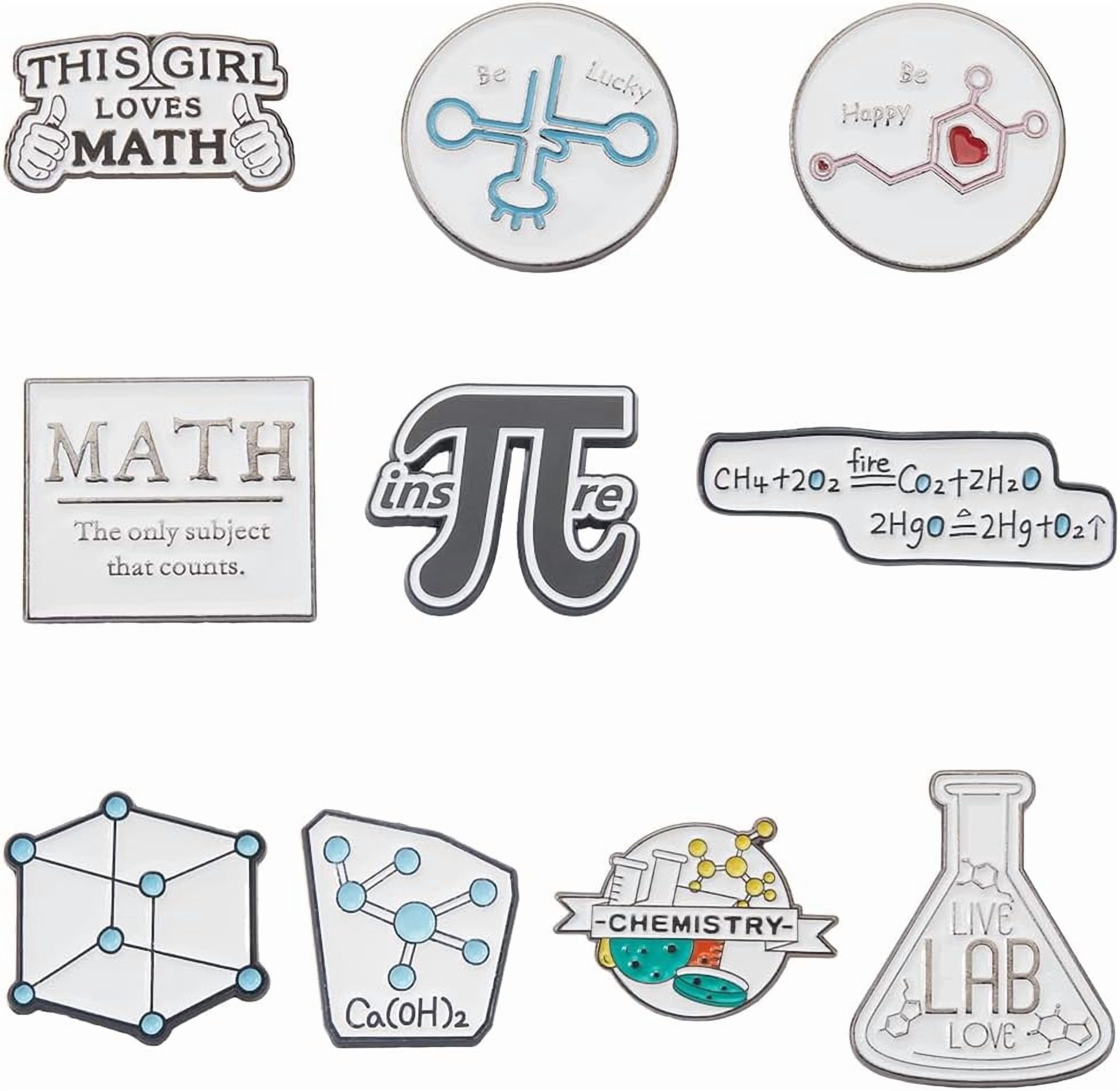 1 Box 10Pcs Science Pin Chemistry Brooch Bulk Black White Metal Alloy ...
