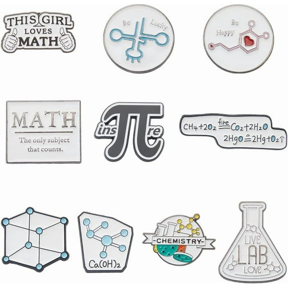 1 Box 10Pcs Science Pin Chemistry Brooch Bulk Black White Metal Alloy ...