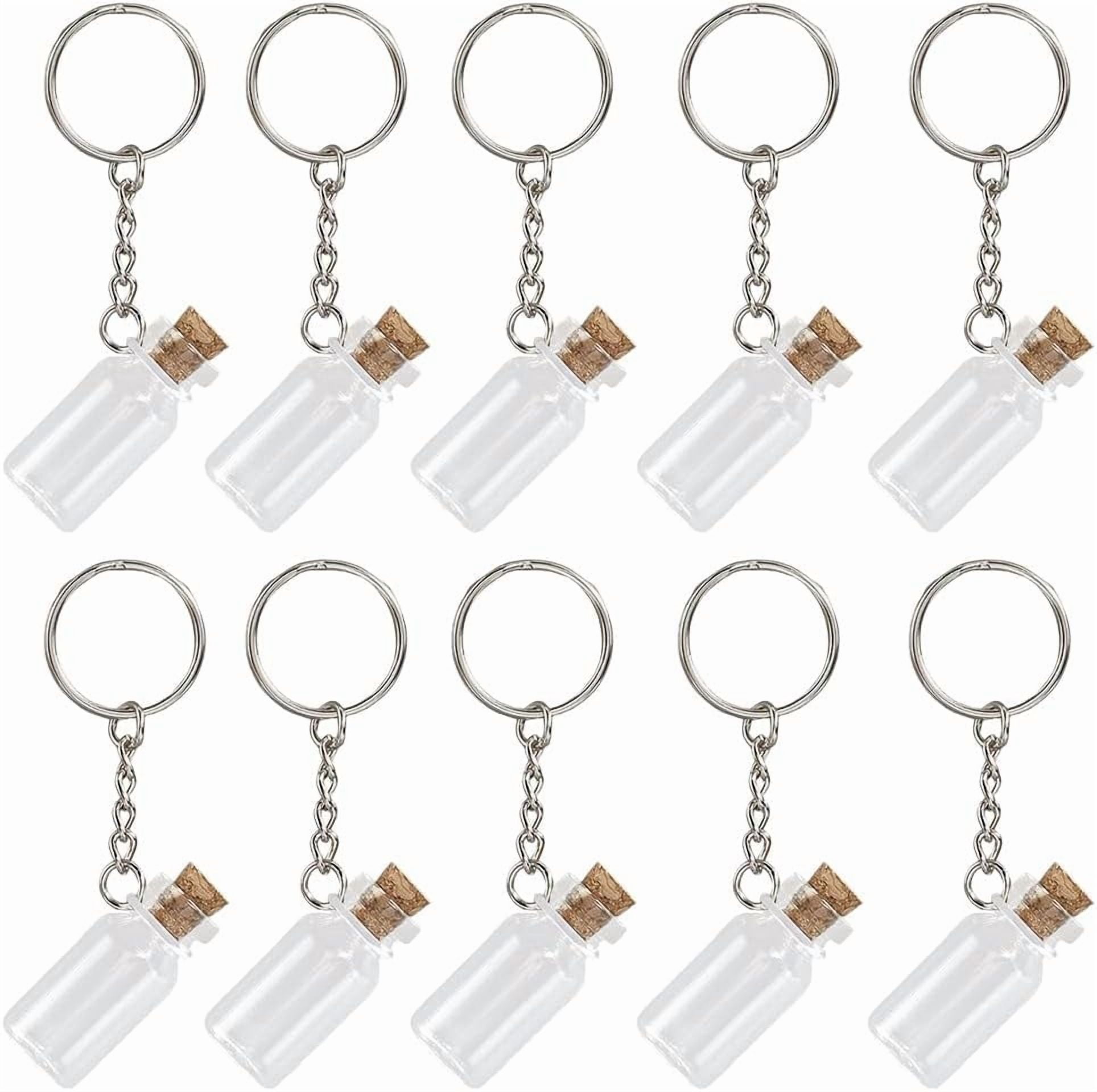 1 Box 10Pcs Small Glass Bottles Keychains Glass Vial Keychain with Cork ...
