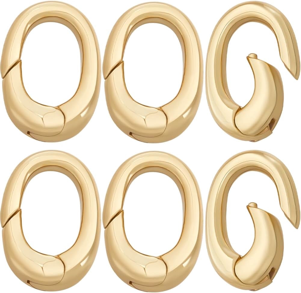 1 Box 10Pcs Spring Gate Rings 18K Gold Plated Oval Spring Clasp ...