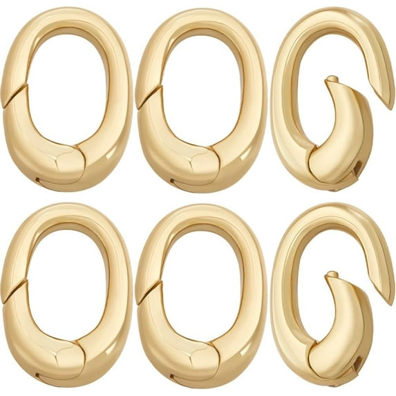 1 Box 10Pcs Spring Gate Rings 18K Gold Plated Oval Spring Clasp ...