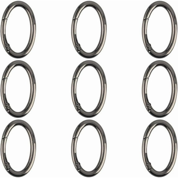 1 Box 10Pcs Spring Oval Rings Spring Key Ring Small Gunmetal Alloy ...