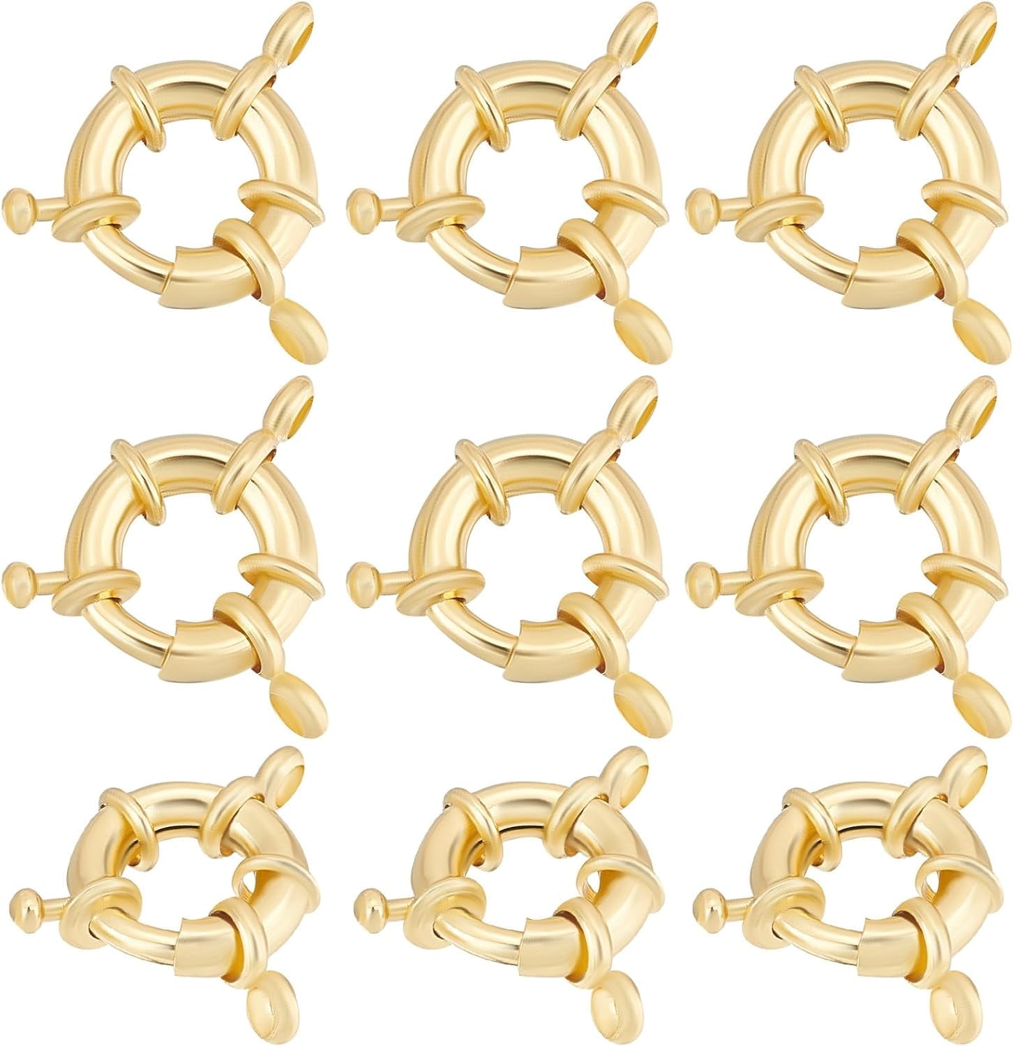 1 Box 10Pcs Spring Ring Clasps 18K Gold Plated Closed Ring Clasps with ...