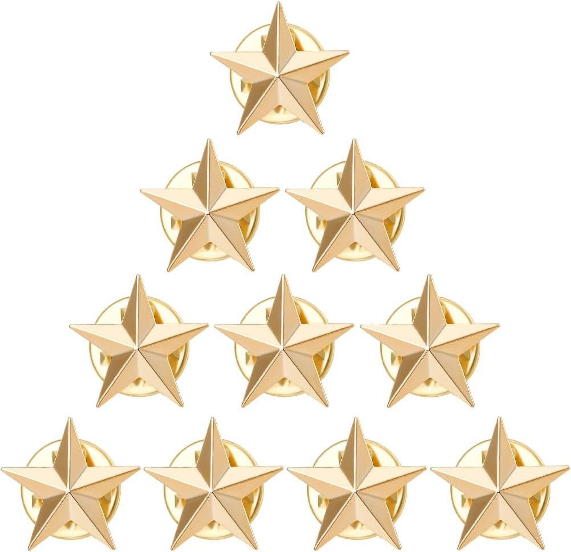 1 Box 10Pcs Star Brooch Pins Real 24K Gold Plated 5 Point Star Backpack ...