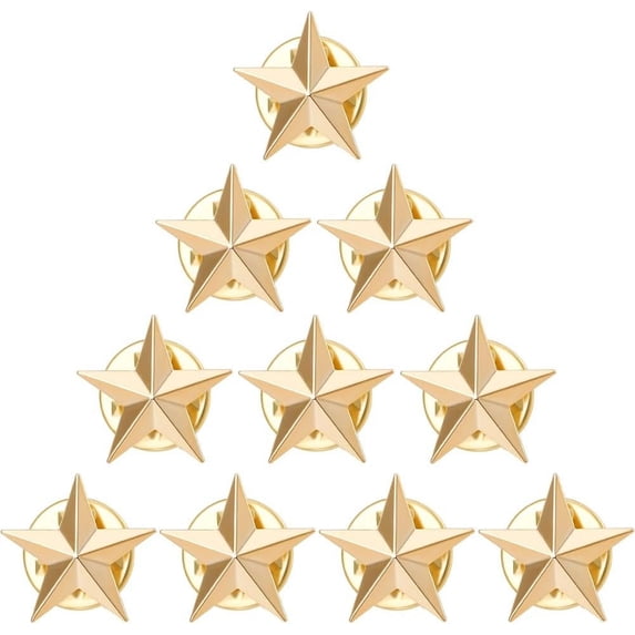 1 Box 10Pcs Star Brooch Pins Real 24K Gold Plated 5 Point Star Backpack ...