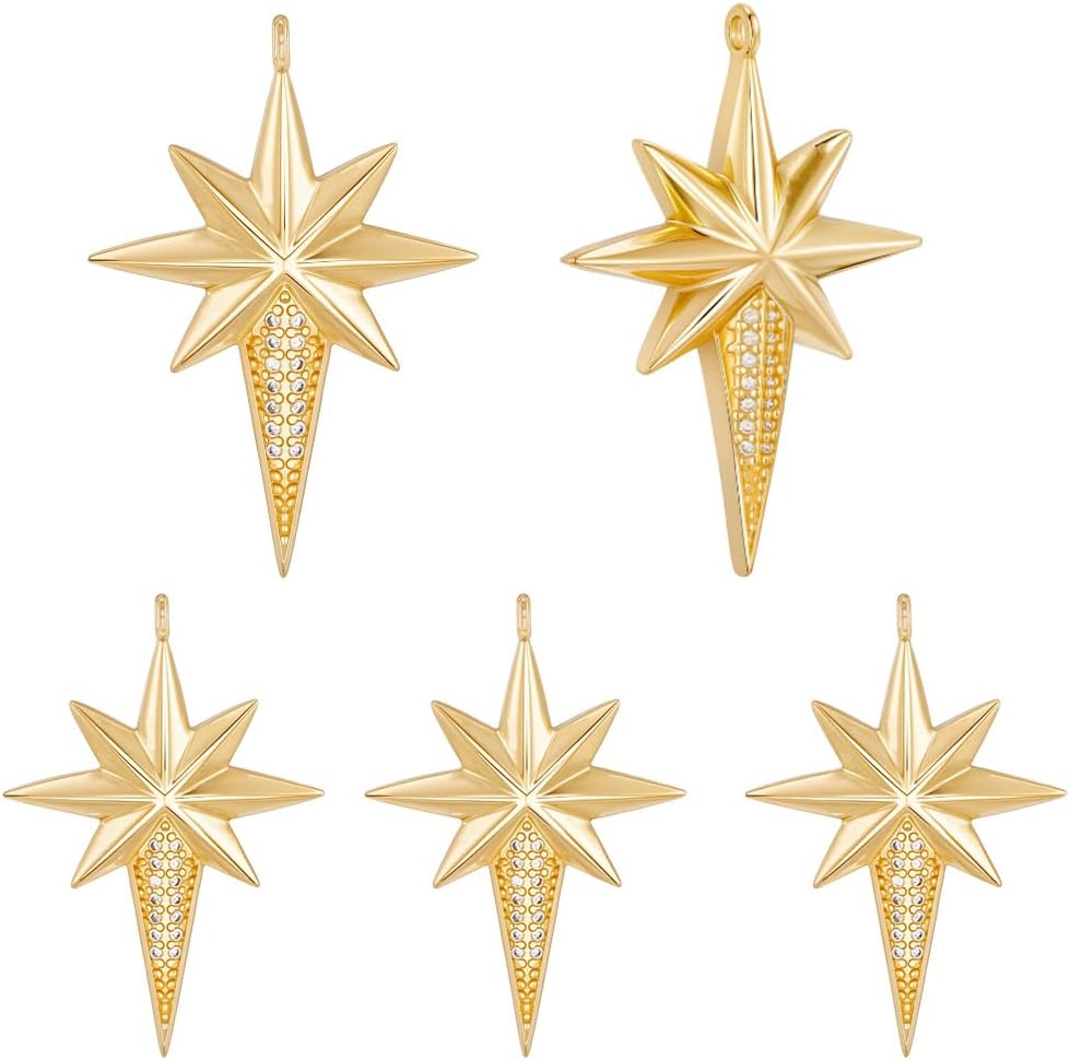 1 Box 10Pcs Star Charms 31.5x22x4mm 18K Gold Plated Large Polaris North ...