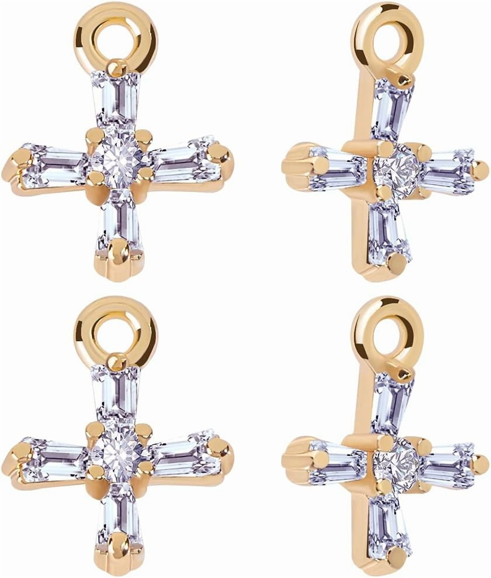 1 Box 10Pcs Tiny Charms Real 18K Gold Plated Brass with Cubic Zirconia ...