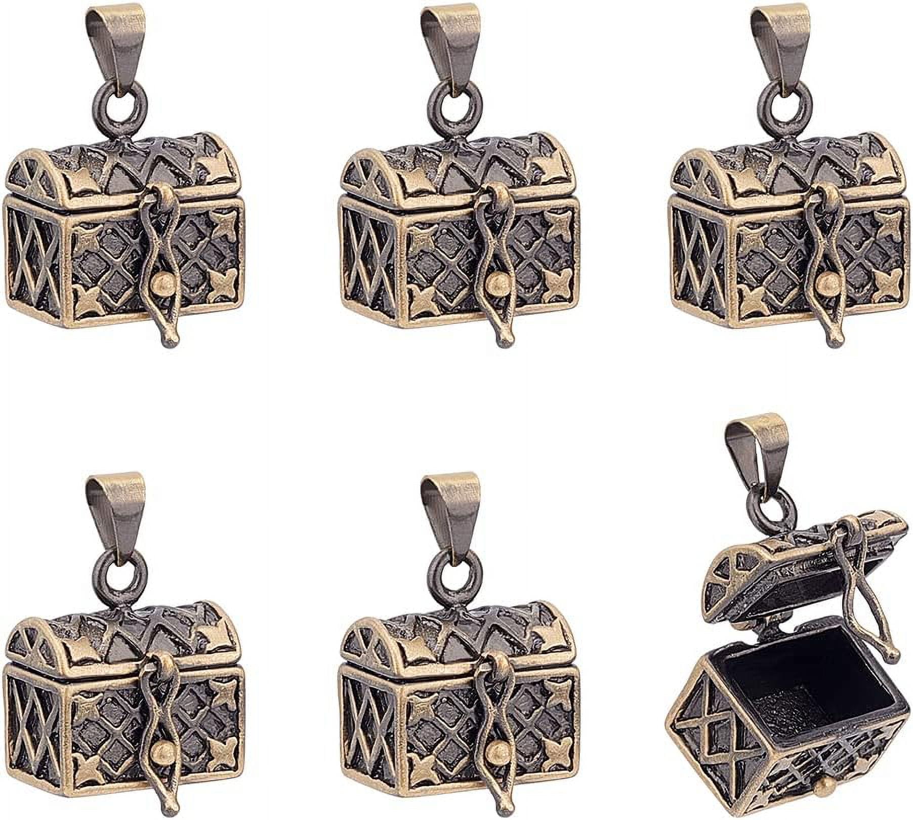 1 Box 10pcs Brass Prayer Box Pendants 24x16mm Rectangle Locket Urn ...