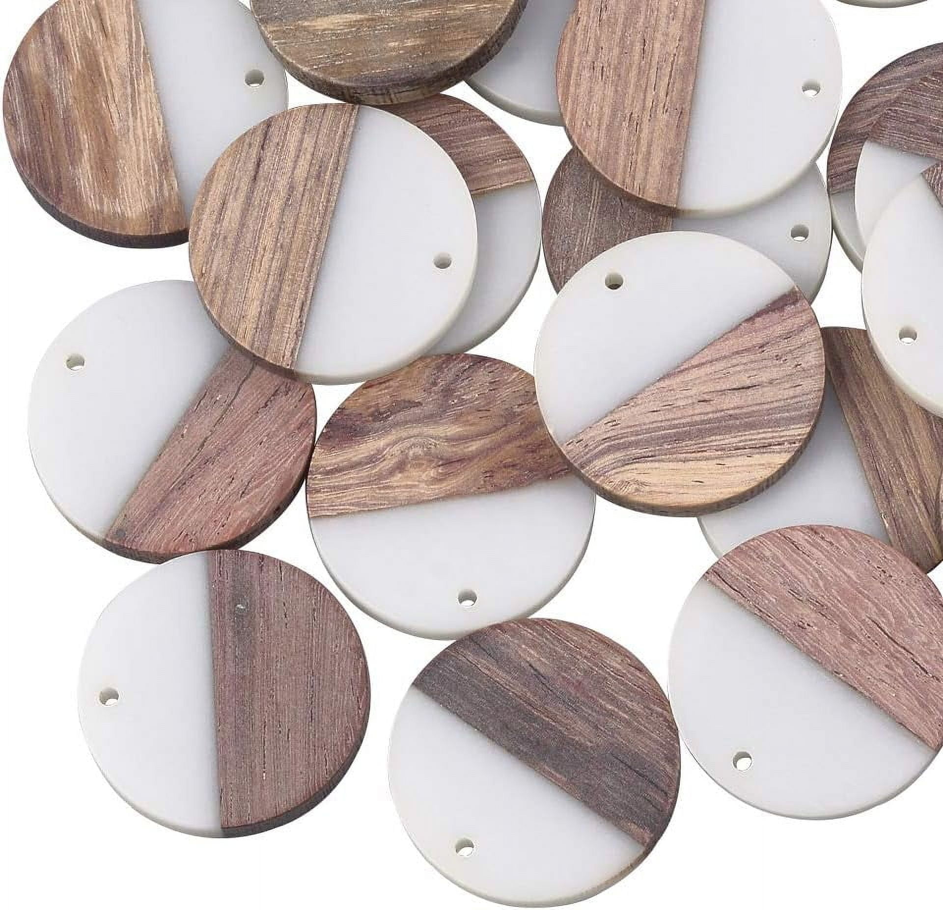 1 Box 10pcs Resin Wooden Earring Pendants Flat Round DIY Earrings ...