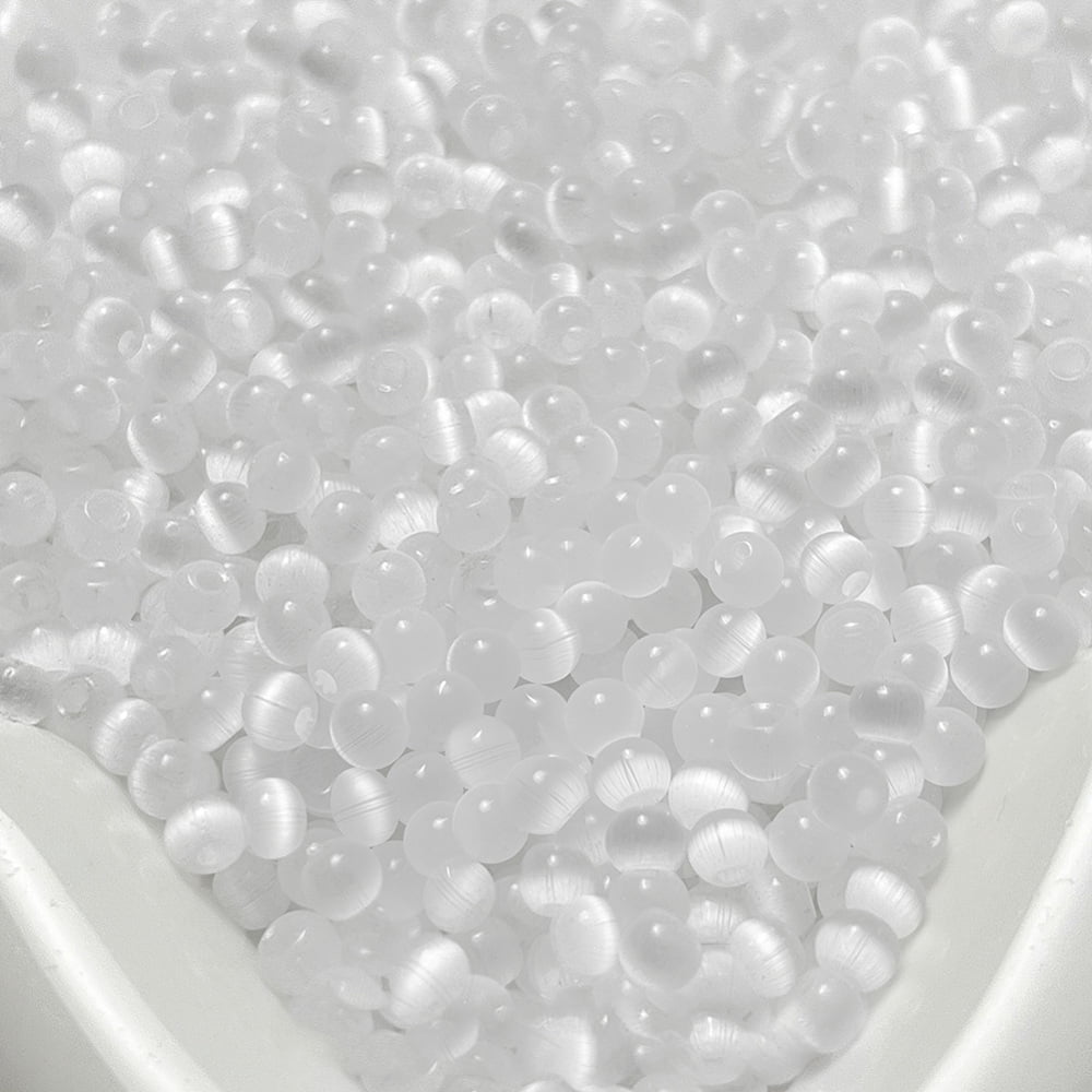 1 Box 1120PCS 4MM Cat Eye Glass Beads with Holes White Cats Eyes Round ...