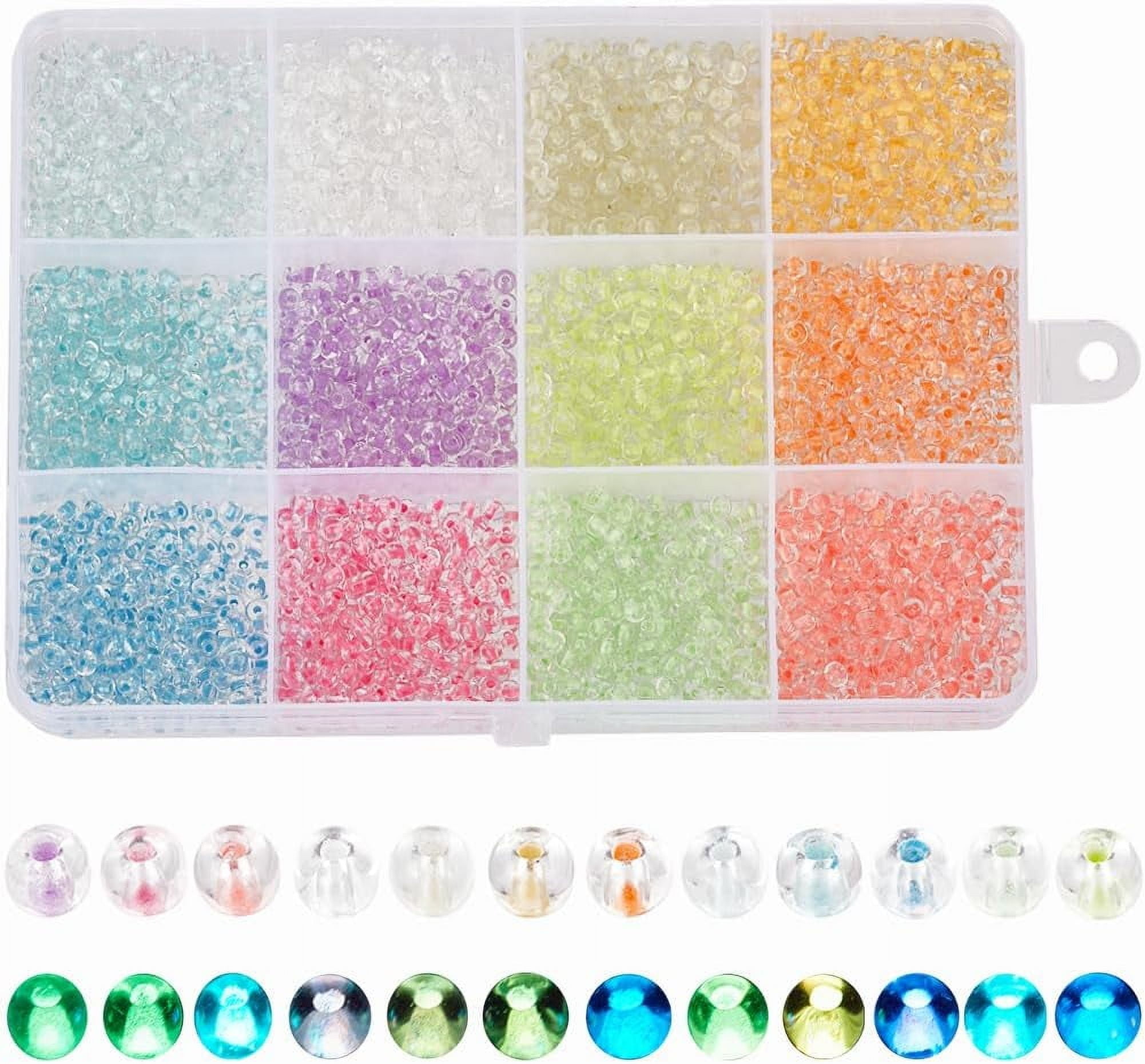 1 Box 12 Colors 3mm Luminous Glass Spacer Beads Bulk Assorted Glow Dark ...