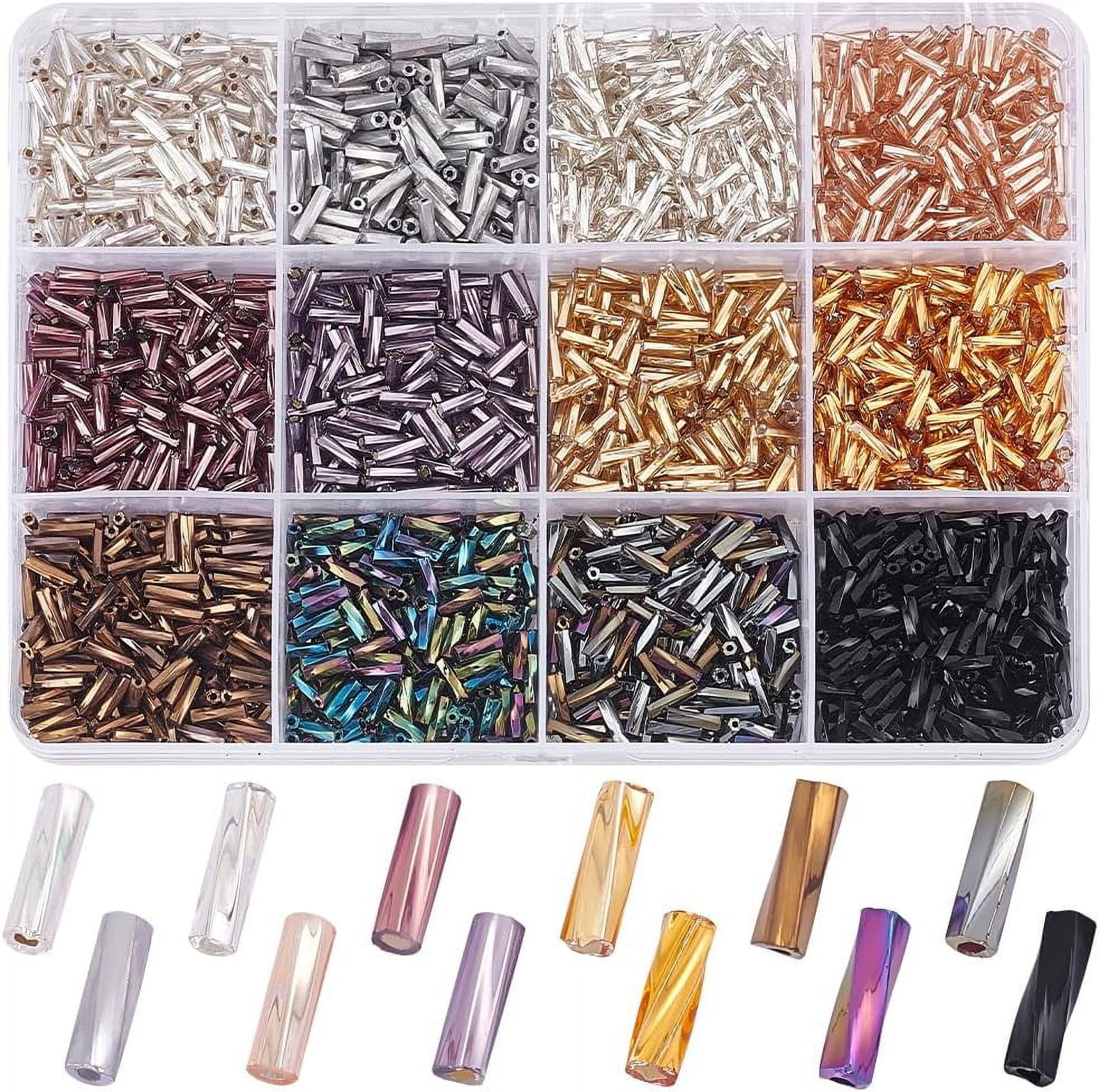 1 Box 12 Colors Glass Twist Bugle Beads Silver Lined Round Hole Mixed Color 6x2mm Hole: 0.8mm 8g ...