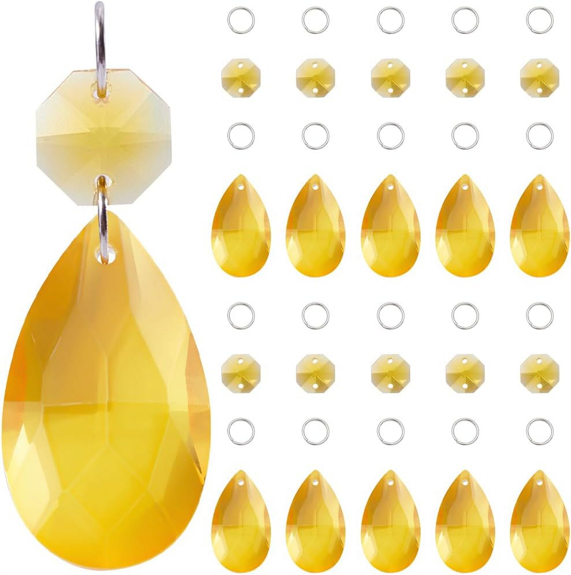 1 Box 12 Pack 38mm Yellow Crystal Chandelier Prisms Glass Suncatcher ...