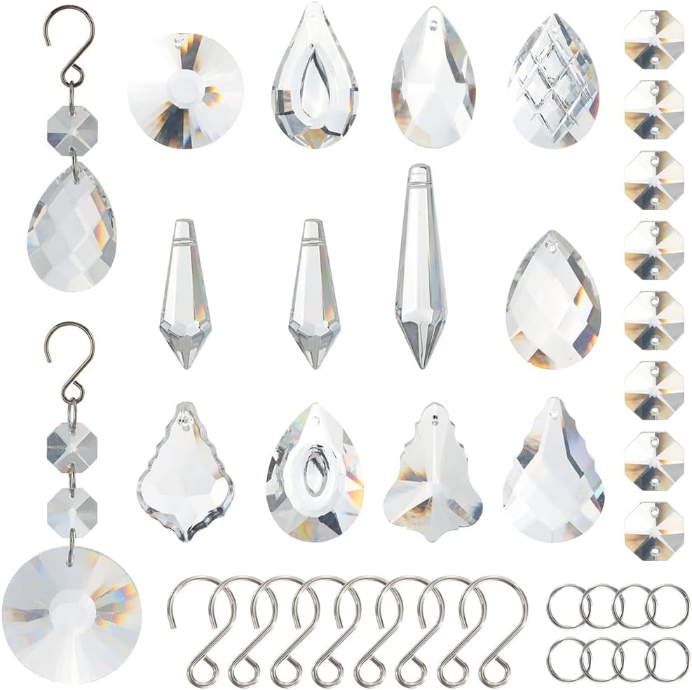 1 Box 12 Pack 12 Styles Crystal Chandelier Prisms Clear Crystal Prisms ...