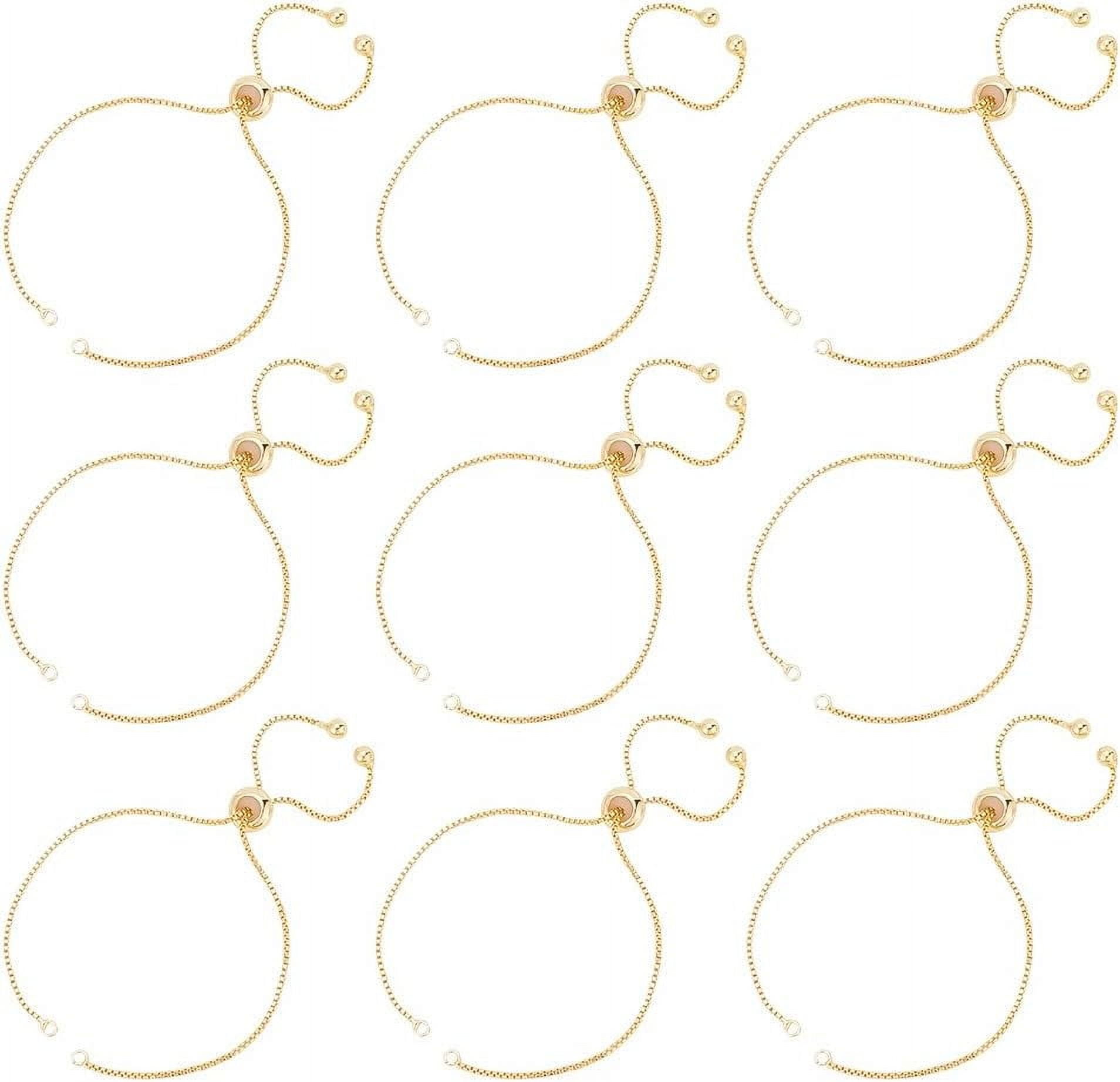 1 Box 12 Pcs Adjustable Slider Bracelets 4.5 Inches Long 18K Gold ...