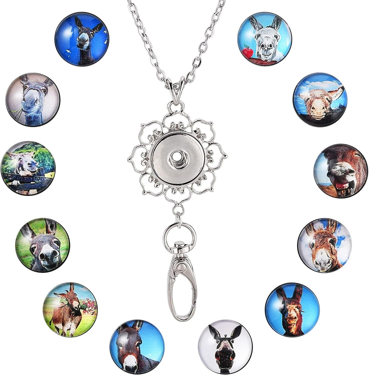 1 Box 12 Styles Donkey Lanyard Snap Button Office Lanyard Bulk Farm ...