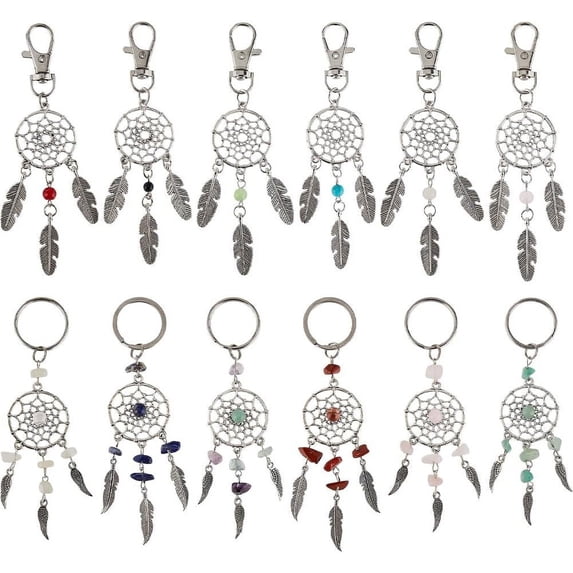 1 Box 12 Styles Dream Catcher Keychain Style Stone Keychains Bulk ...