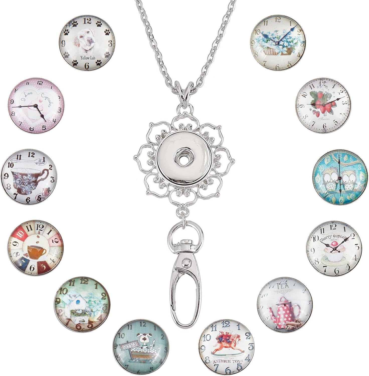 1 Box 12 Styles Keychain Lanyard Set Clock ID Badge Lanyards Breakaway ...