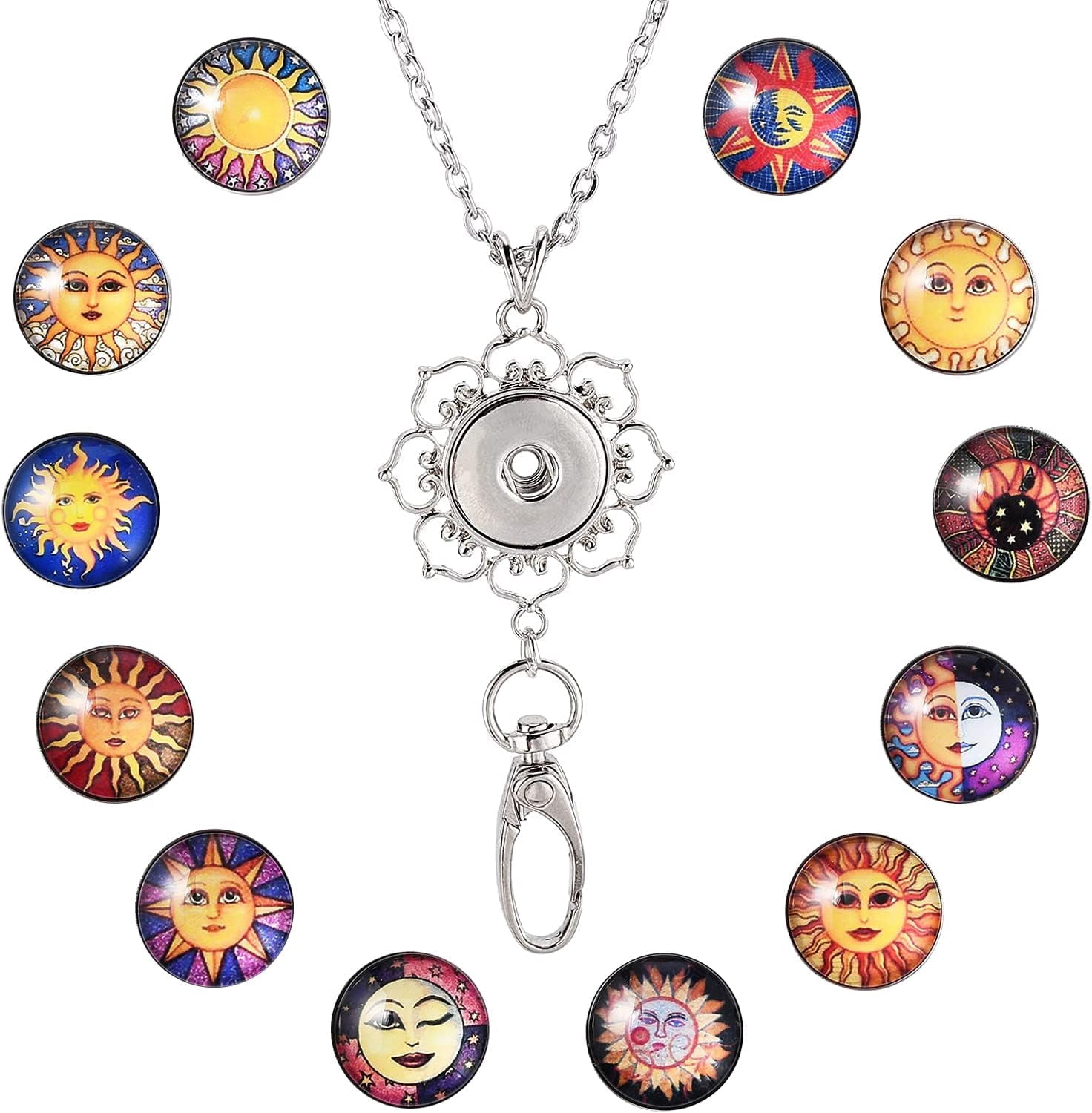 1 Box 12 Styles Tarot Lanyard Snap Button Office Lanyard Bulk Sun ...