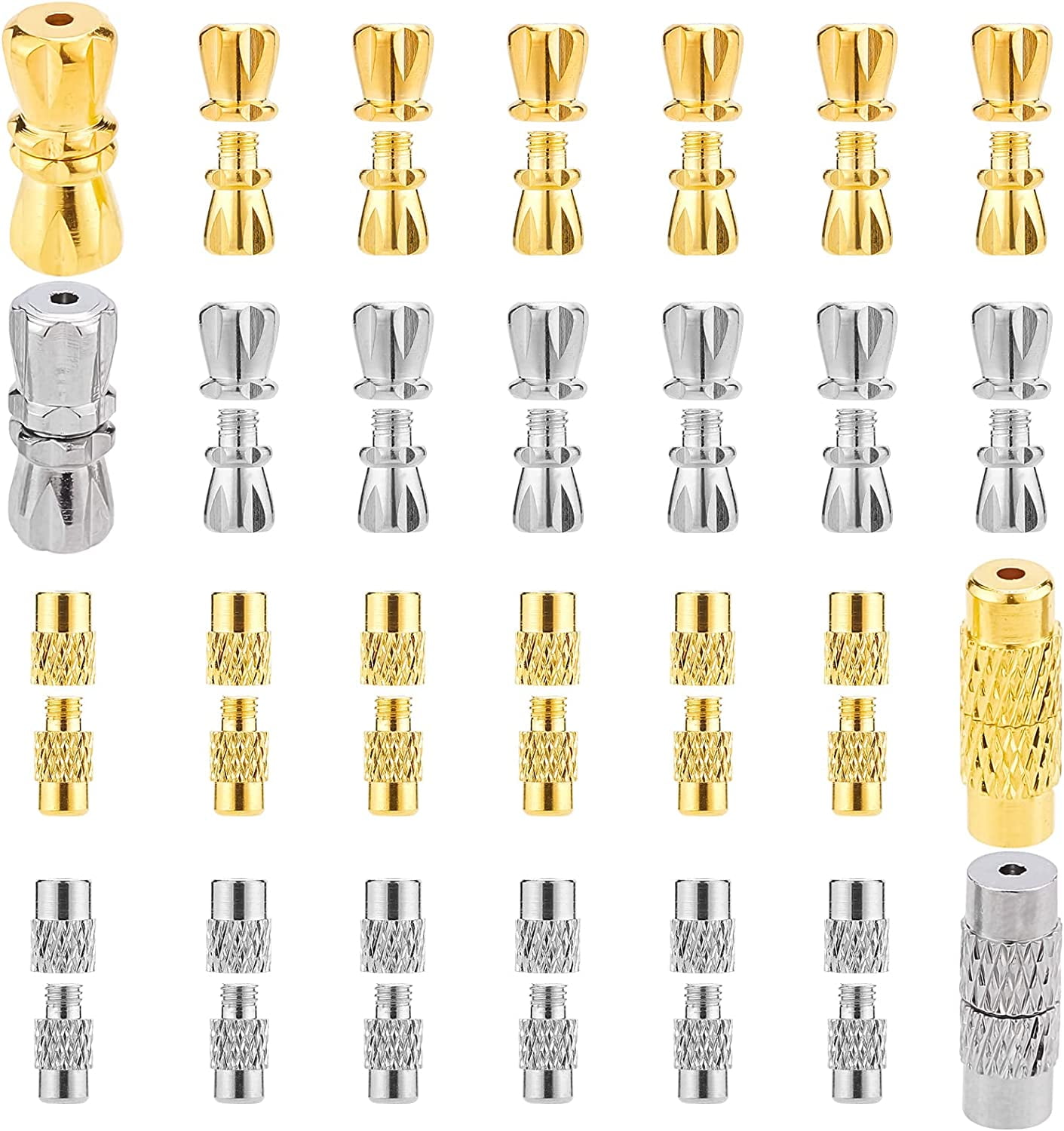 1 Box 120 Sets 2 Styles 2 Colors Brass Screw Twist Clasps Column Barrel ...